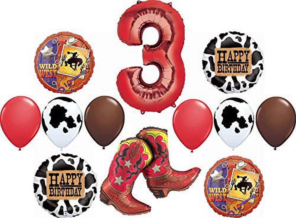 Western Party Supplies 3rd Birthday Cowboy Cowgirl Wild West Balloon ...