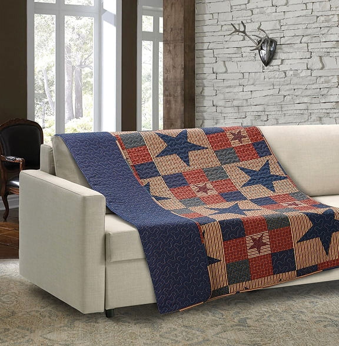 Western Patchwork Blue Star Patchwork Quilt Throw Blanket - Walmart.com