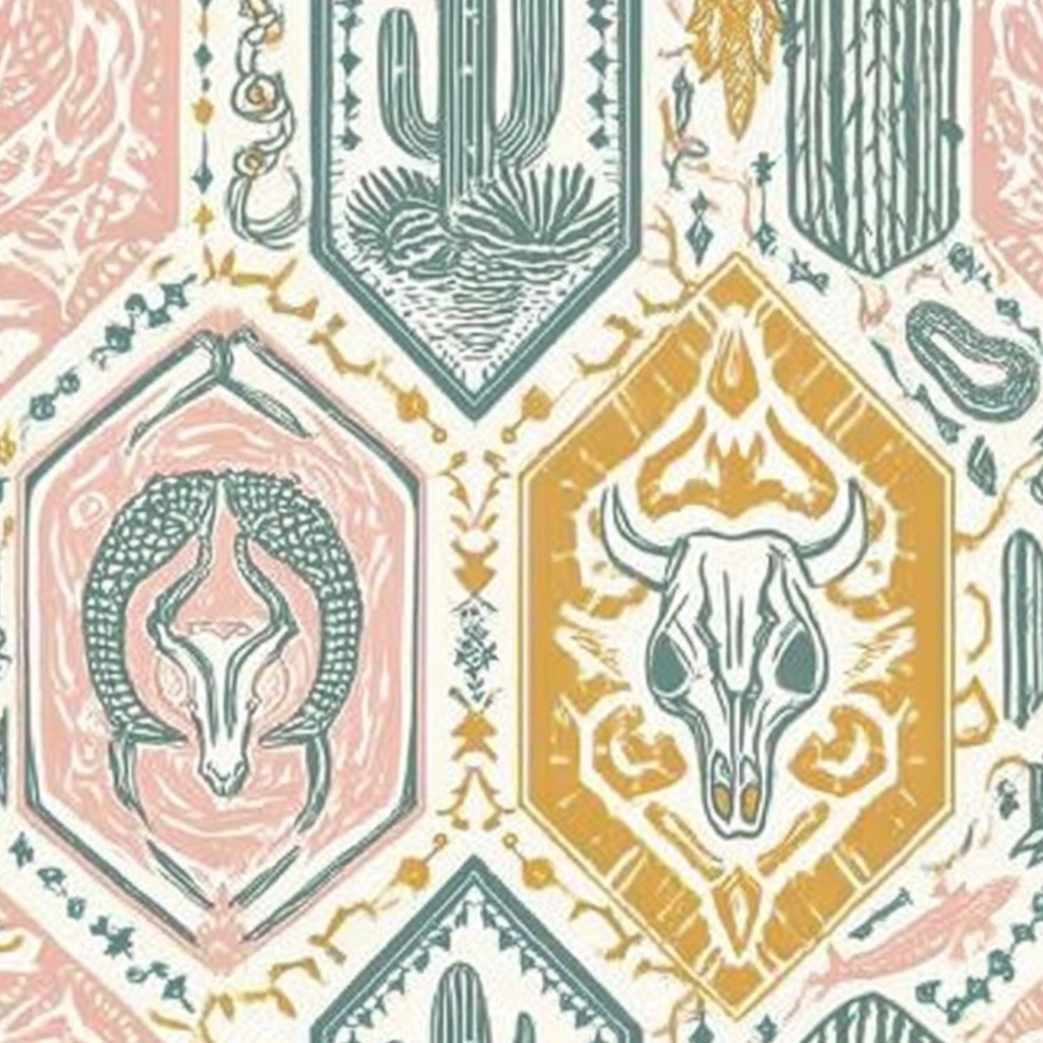 Western Peel and Stick Wallpaper 23.6in x 9.8ft Desert Inspired Cactus ...