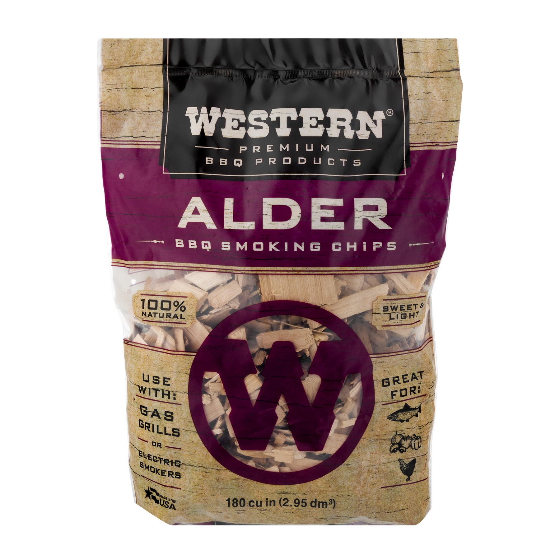 Western Premium BBQ Products Alder Smoking Chips, 180 Cu in - Walmart.com