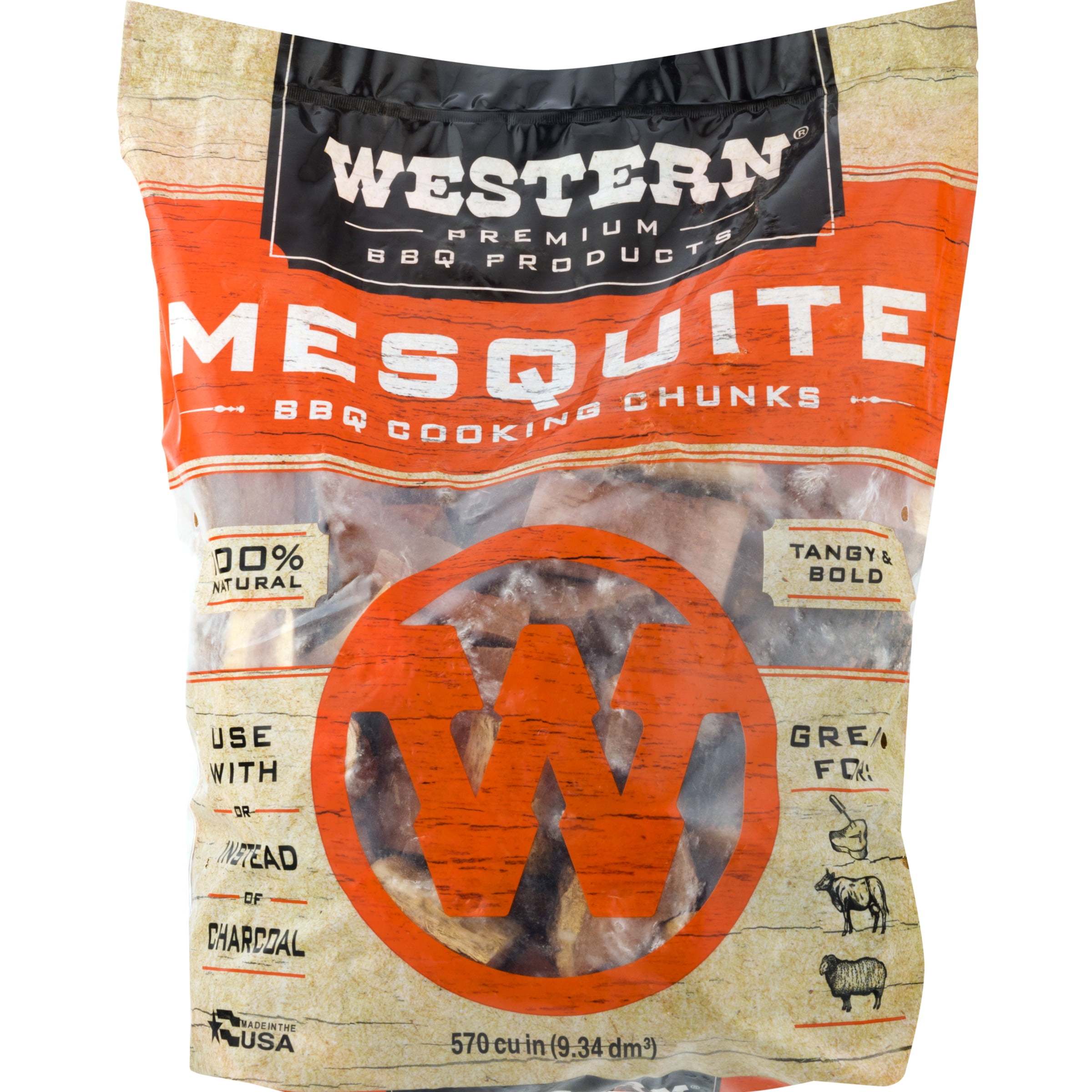 Western Premium BBQ Products Mesquite Smoking Wood Chunks for Grill ...