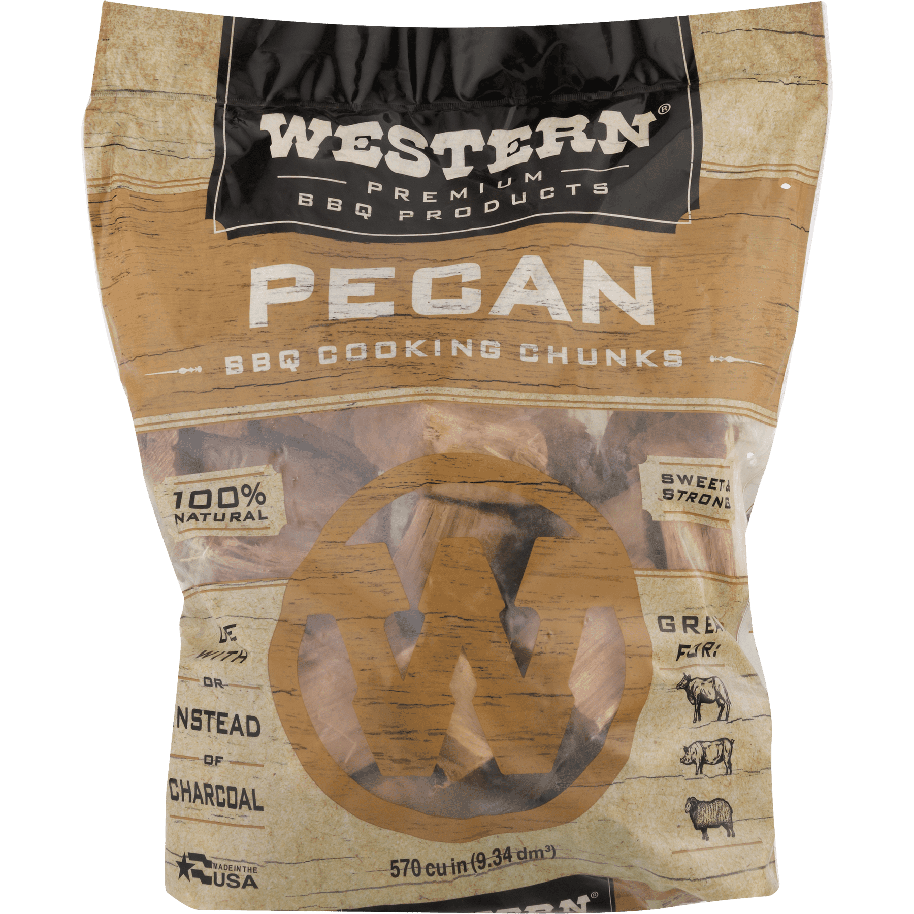 Western Premium BBQ Pecan Smoker Wood Cooking Chunks, 570 Cu In ...