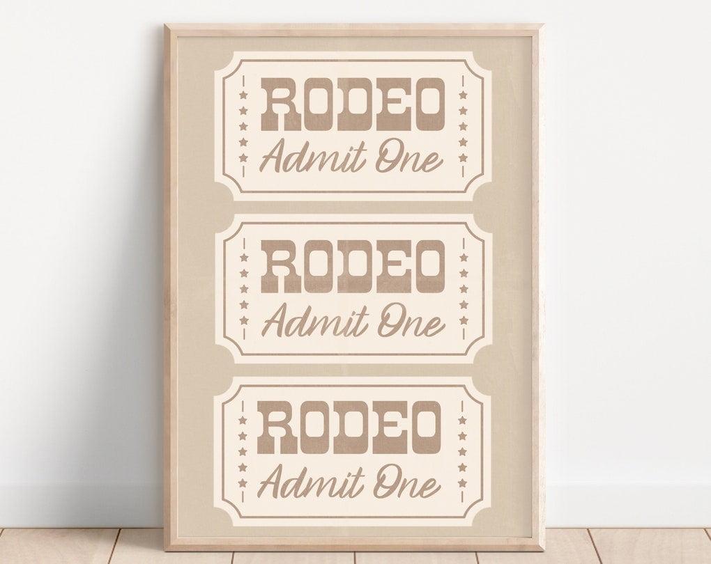 Western Preppy Wall Art Rodeo Ticket Print Cowgirl Neutral Preppy Room ...