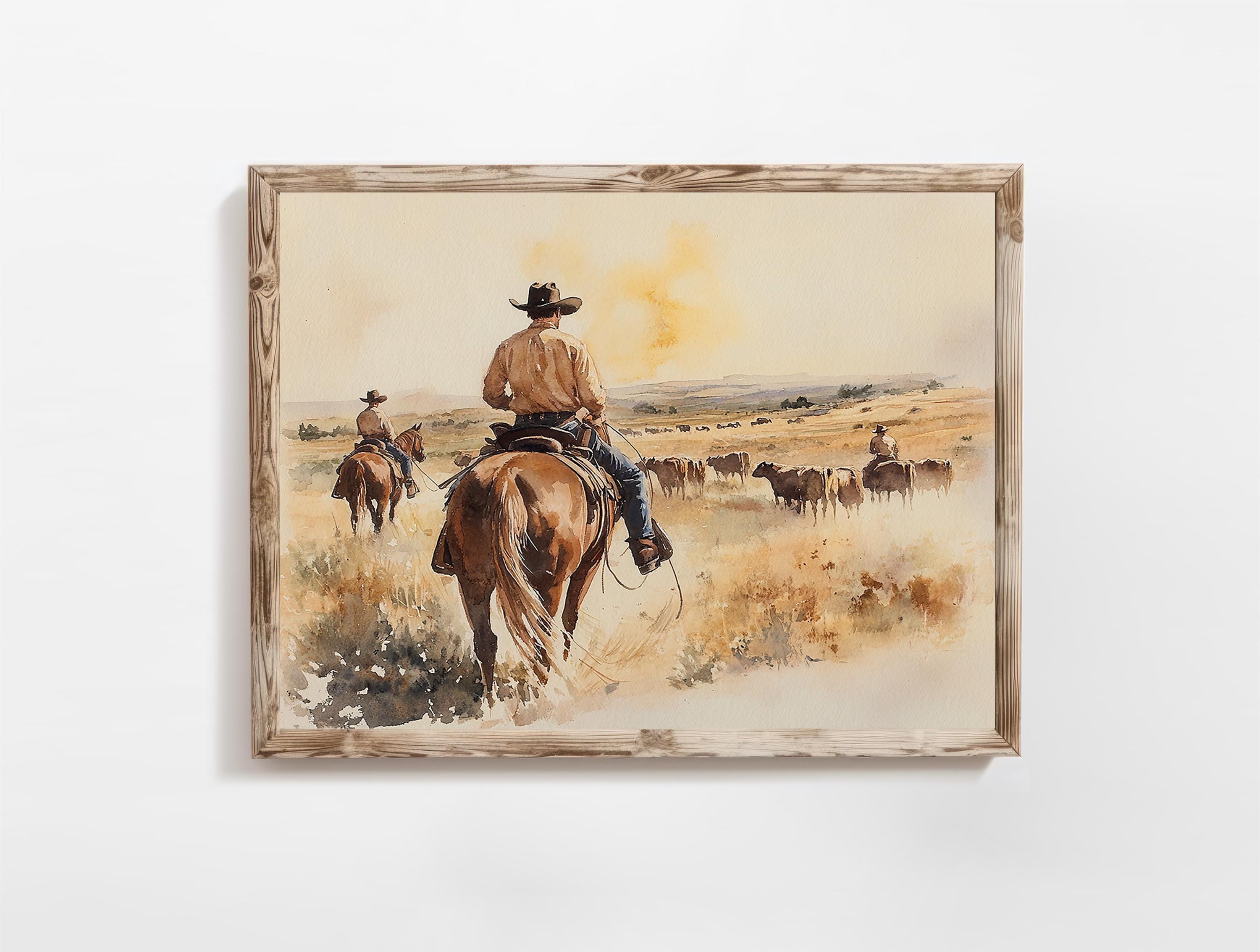 Western Print Poster Cowboy Home Decor Poster Vintage Horse Art Rustic ...