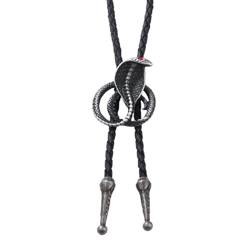 Western Punk Cowboy Bolo Tie Rope Vintage Metal Cobras Snake Necktie ...