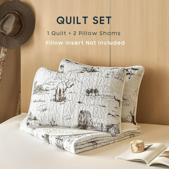 Western Quilt Set Queen Full Size Rustic Ranch Pattern Reversible ...