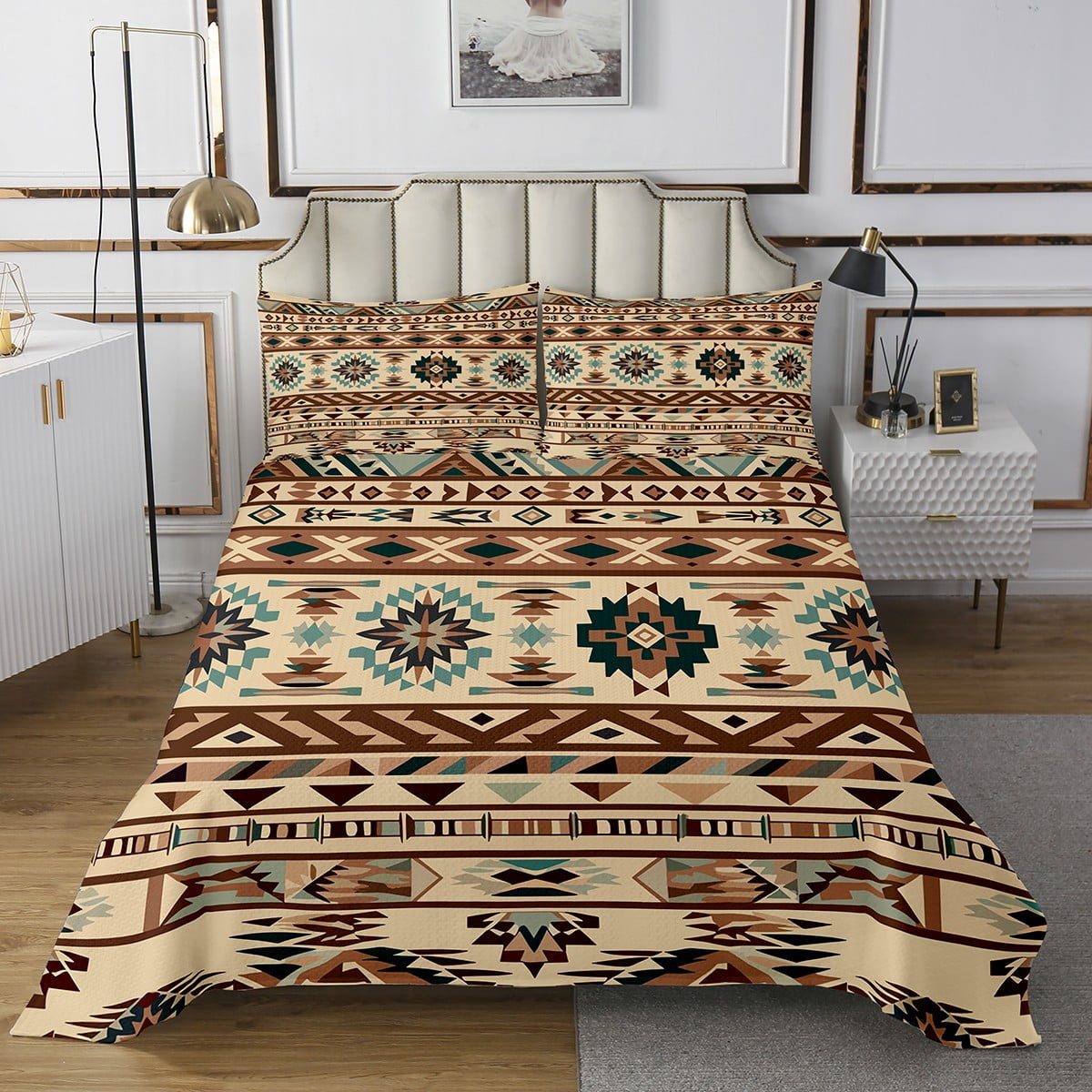 Western Quilt Set Southwestern Coverlet Set,Geometric Aztec Bedspread ...