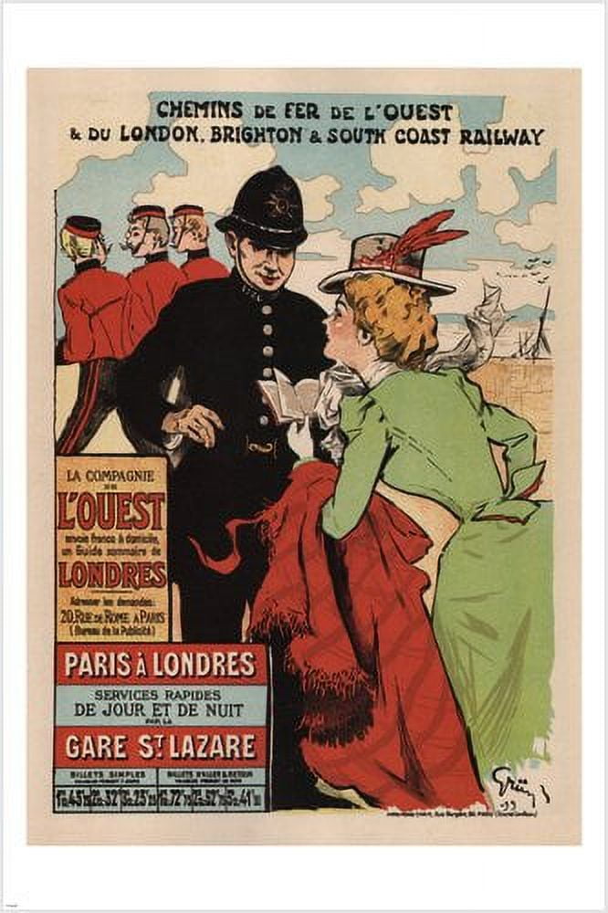 Western Railroad Line Vintage Train Poster J A Grun France 1899 20x30 ...