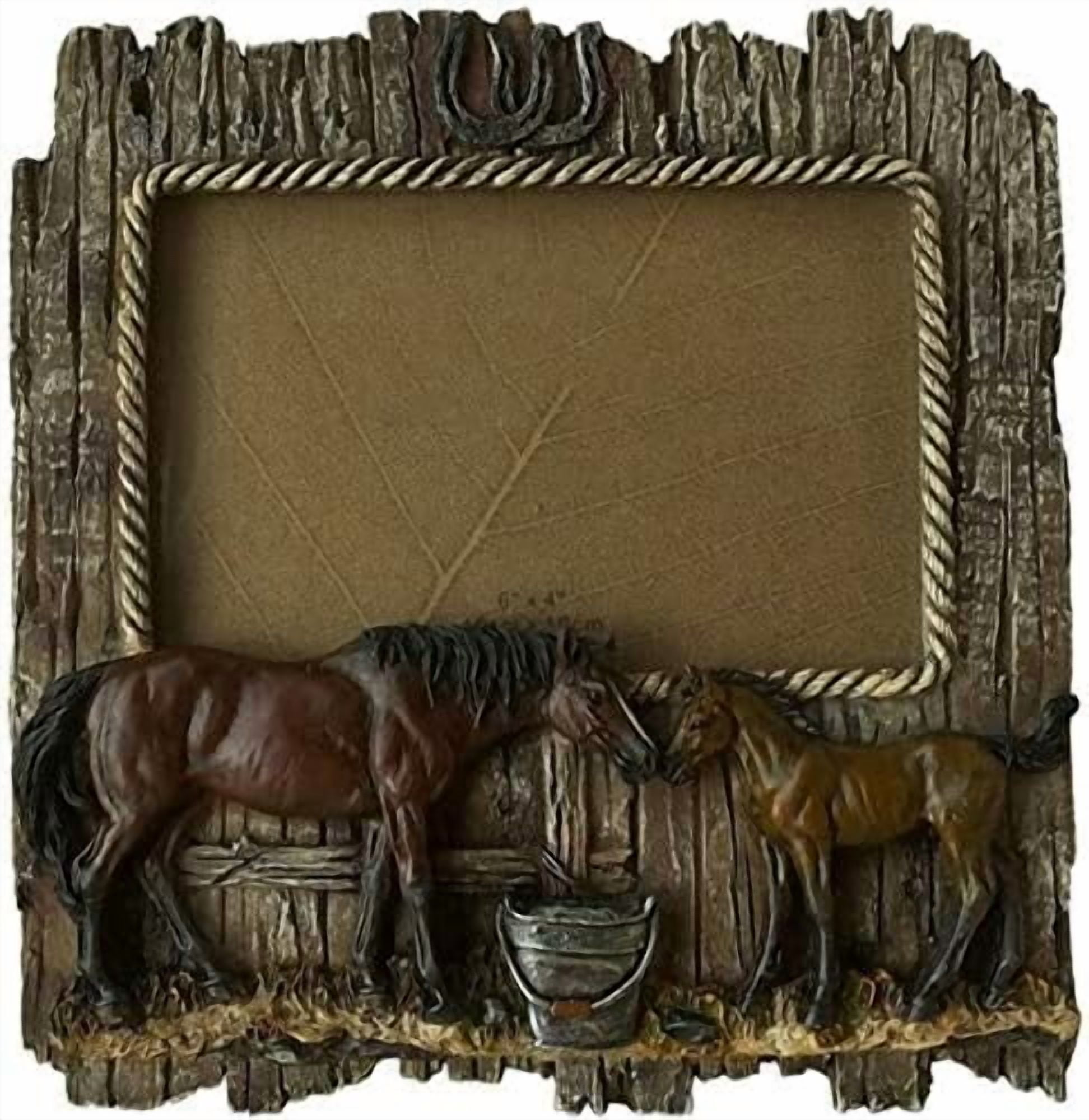 Western Retro Collection Wild Rustic Wood Imitated Double Horse 6" x 4 ...