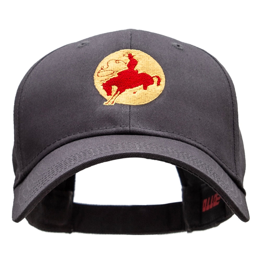 Western Rodeo Cowboy Embroidered Cotton Twill Cap - Charcoal OSFM ...
