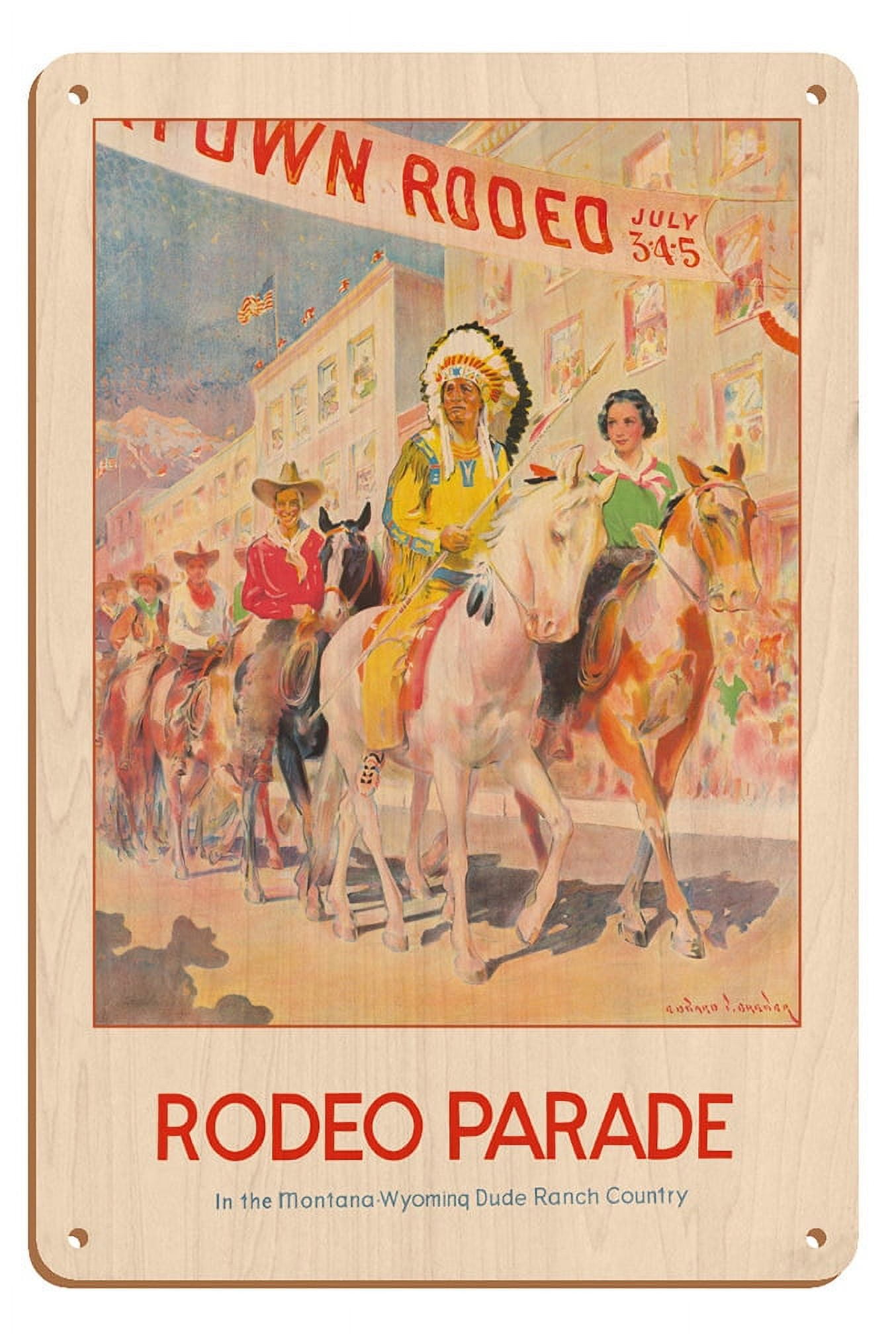 Western Rodeo Parade - Northern Pacific Railroad - Indian Chief Cowboys ...