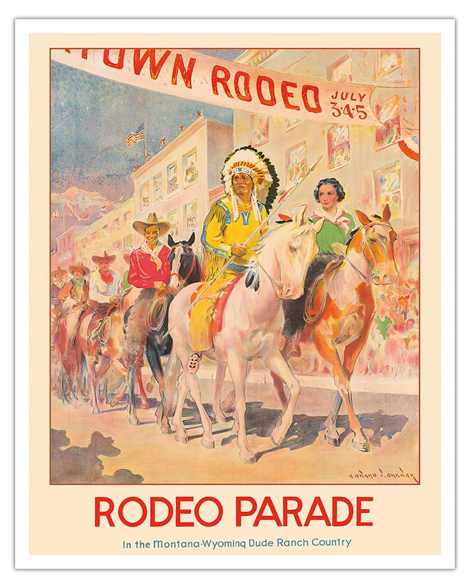 Western Rodeo Parade - Northern Pacific Railroad - Indian Chief Cowboys ...