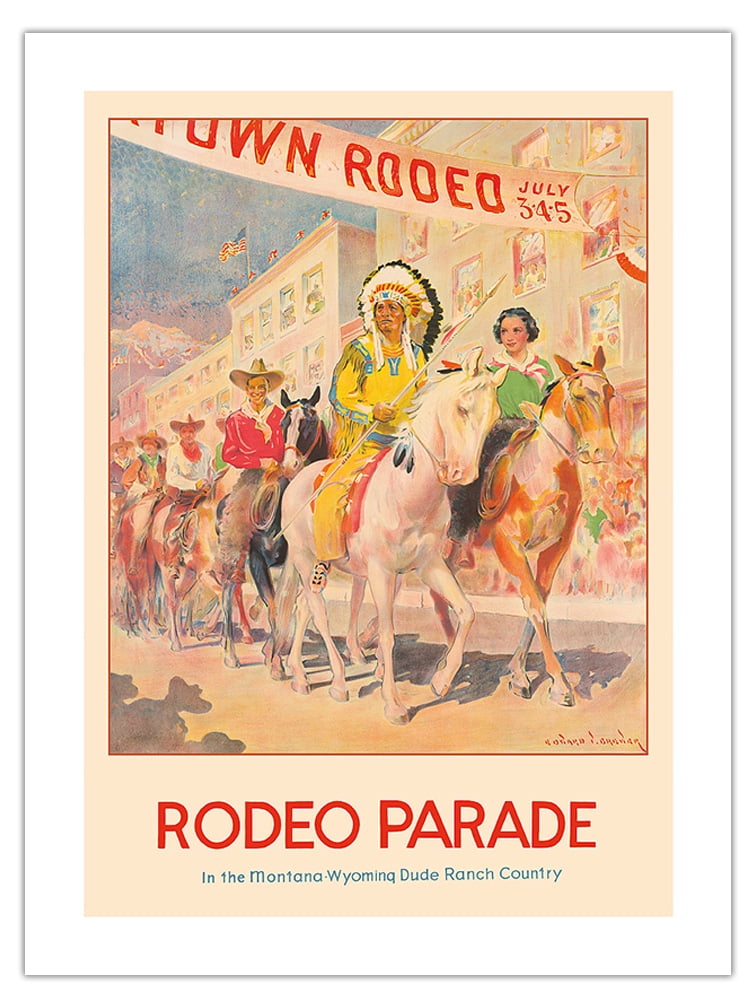 Western Rodeo Parade - Northern Pacific Railroad - Indian Chief Cowboys ...