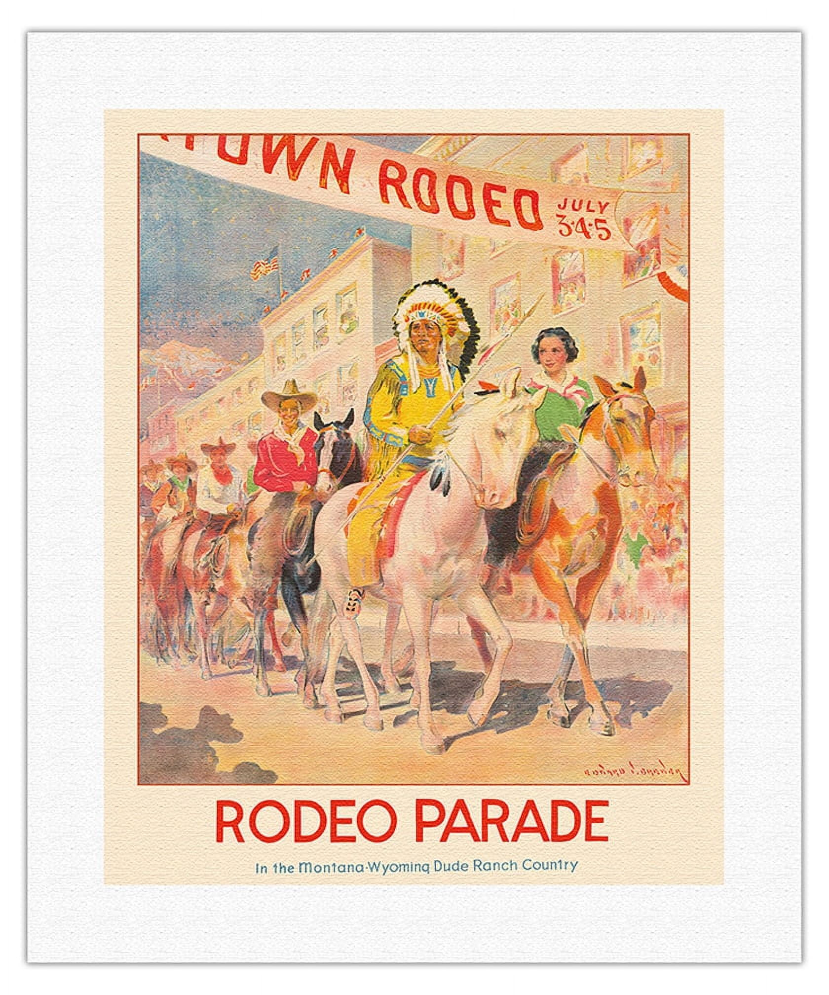 Western Rodeo Parade - Northern Pacific Railroad - Indian Chief Cowboys ...
