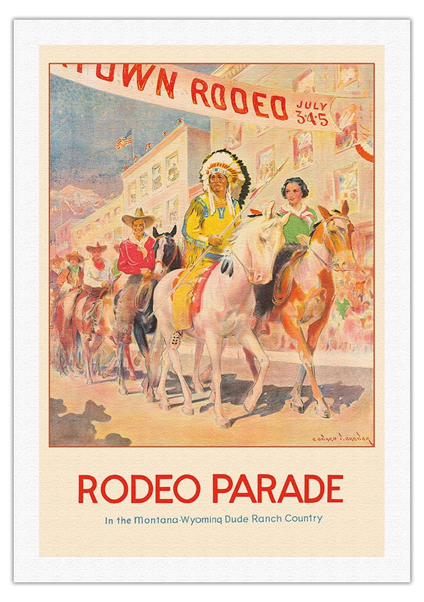 Western Rodeo Parade - Northern Pacific Railroad - Indian Chief Cowboys ...