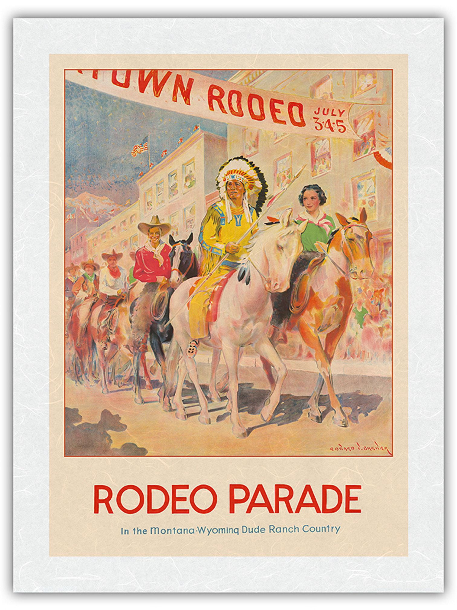 Western Rodeo Parade - Northern Pacific Railroad - Indian Chief Cowboys ...
