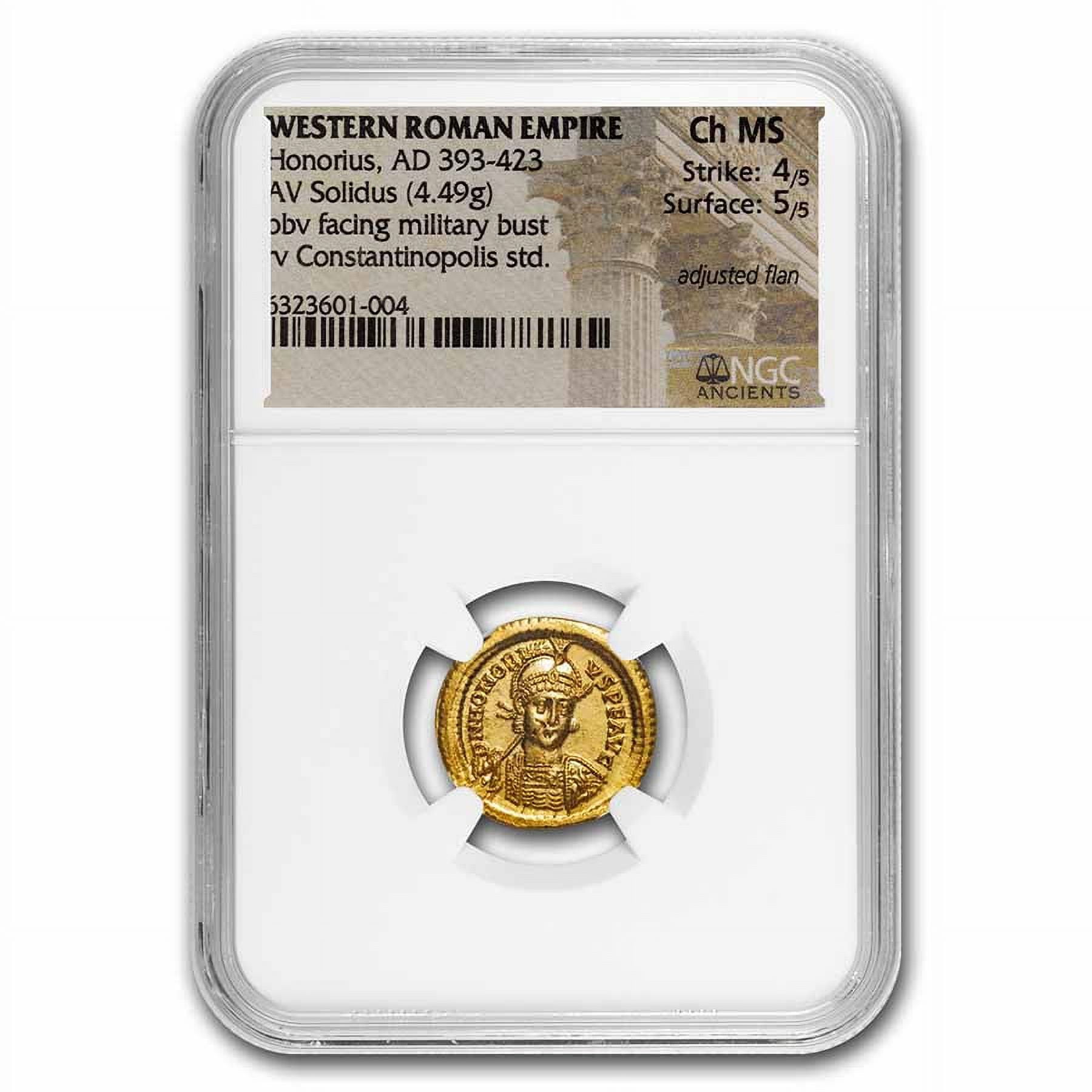 Western Roman Empire AV Solidus Honorius (393-423 AD) Ch MS NGC - Walmart.com