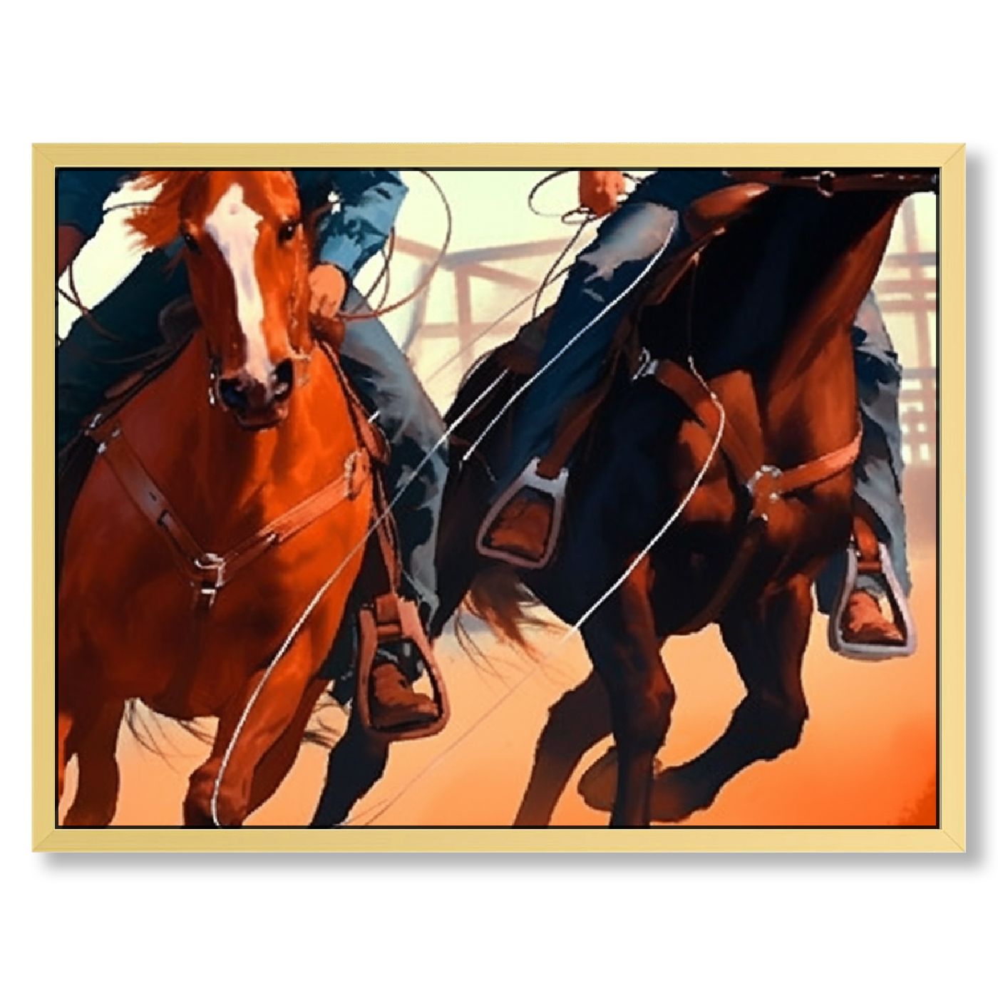 Western Roping Horse Team Picture Wall Decor Art Print Poste - Walmart.com