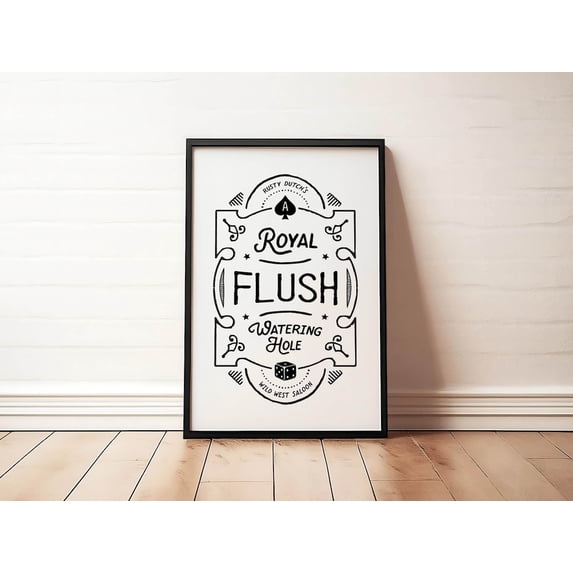 Western Royal Flush Bathroom Wall Art, Unframed Canvas Size 12x18 ...