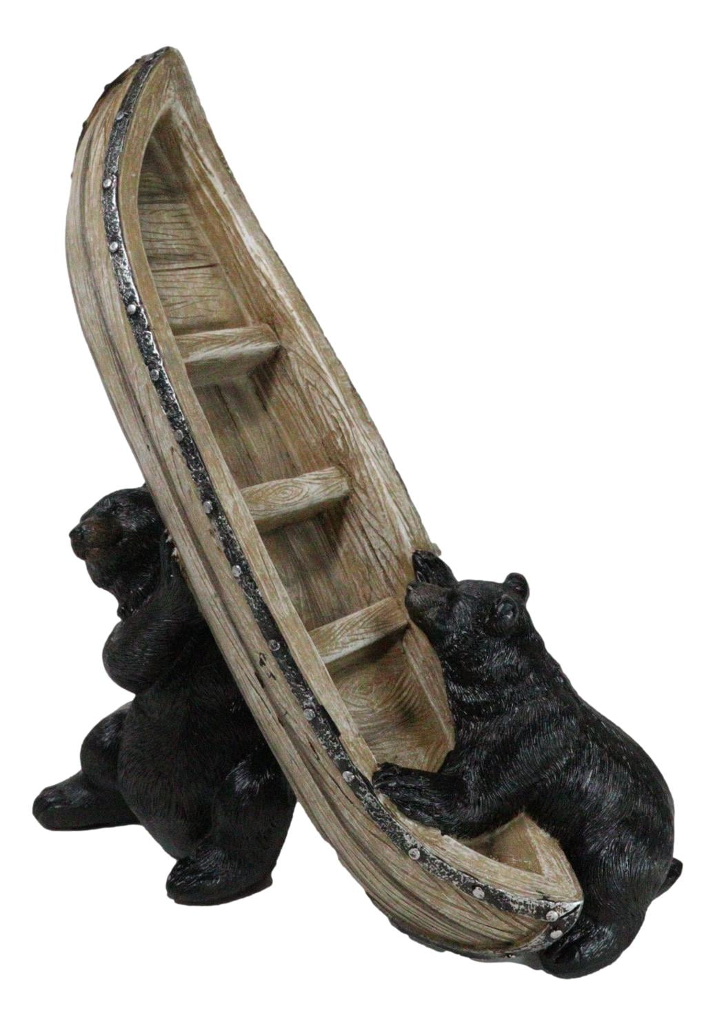 Western Rustic Forest Black Bears Moving A Canoe Boat To The River ...