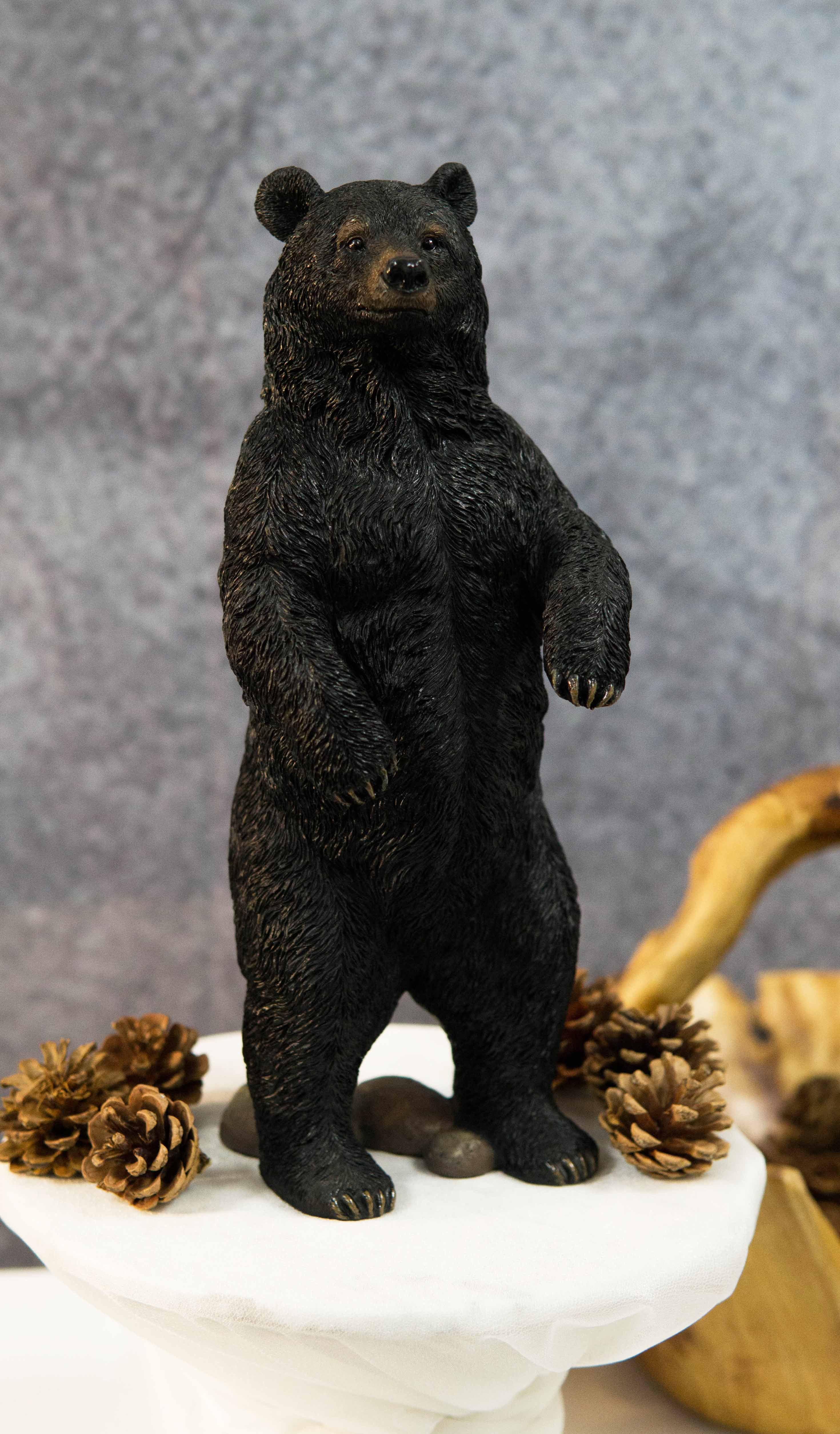 Western Rustic Forest Standing Black Bear Statue 12"H Cabin Lodge Bears ...