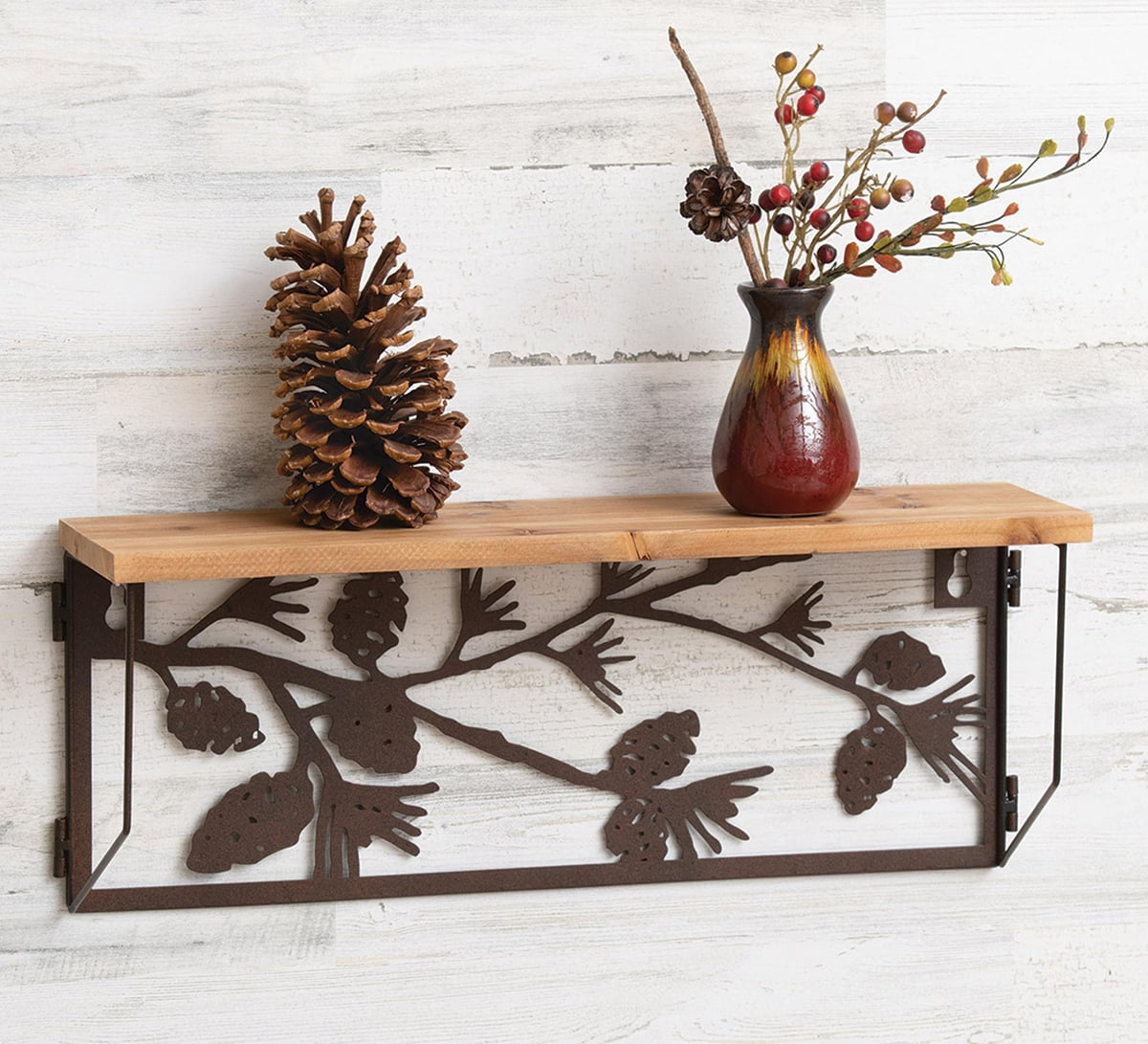 Western Rustic Forest Woodlands Pinecones Metal Cutout Wall Hanging ...