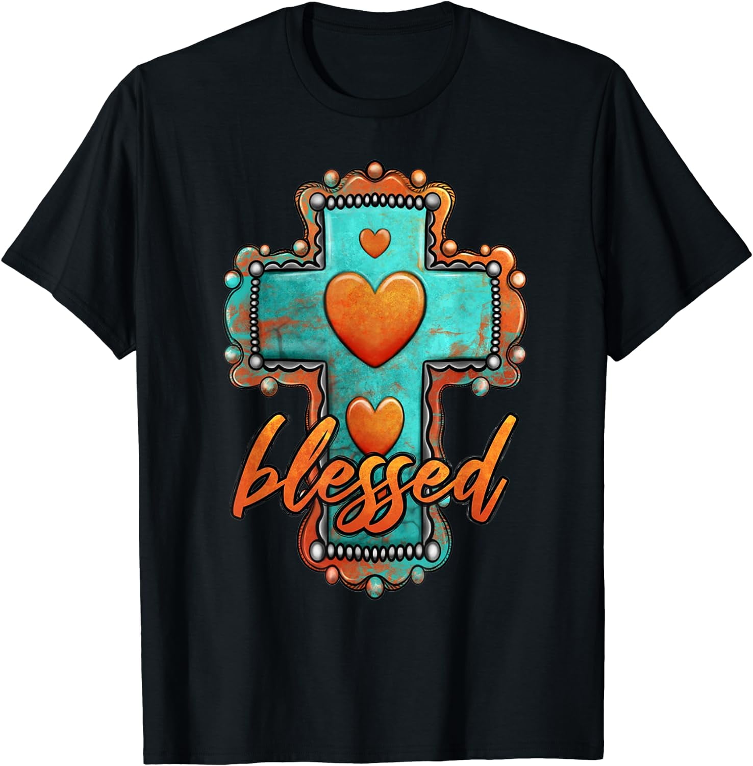 Western Rustic God Jesus Faith Cross Christian Blessed T-Shirt Black ...