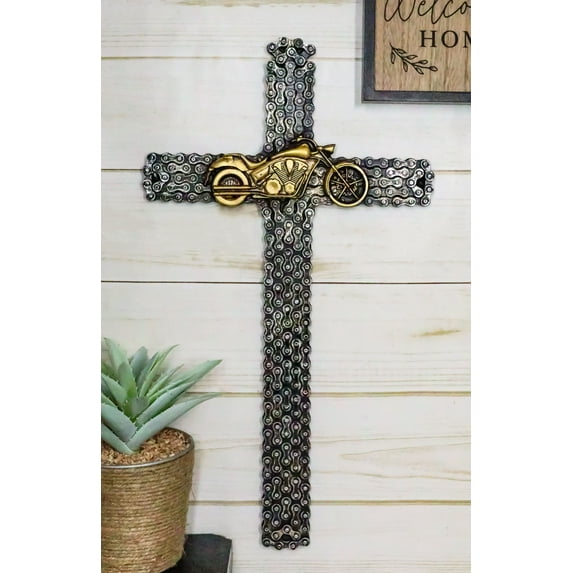 Western Rustic Motorcycle Chains Mechanic Biker Chopper Bike Wall Cross ...