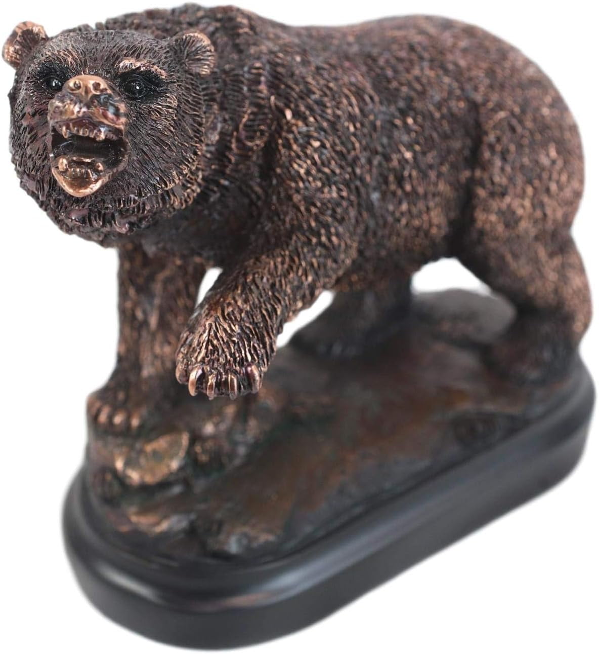 Western Rustic Realistic Ferocious Grizzly Bear Pawing Statue In Bronze ...