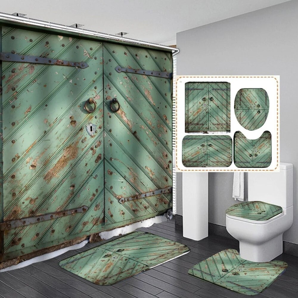 Western Rustic Shower Curtain Farmhouse Vintage Wooden Plank Country ...