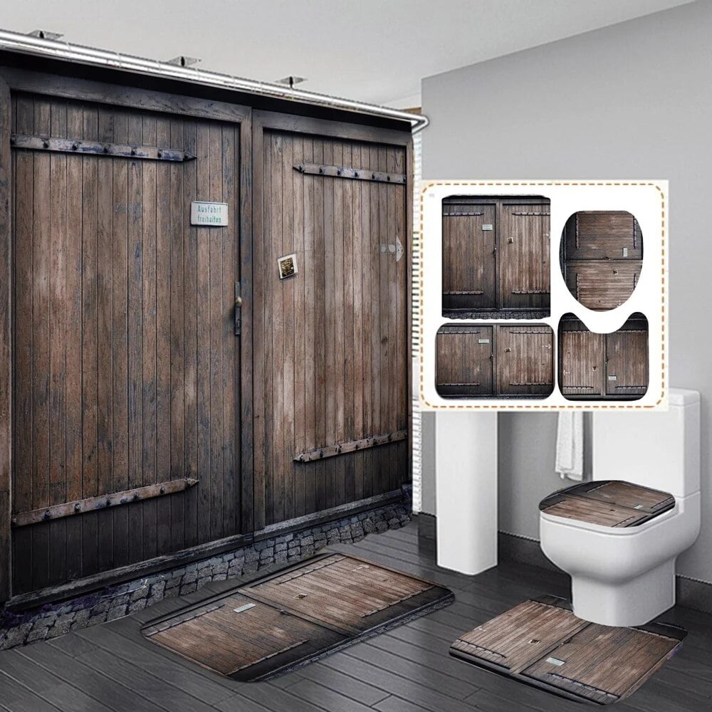 Western Rustic Shower Curtain Farmhouse Vintage Wooden Plank Country ...