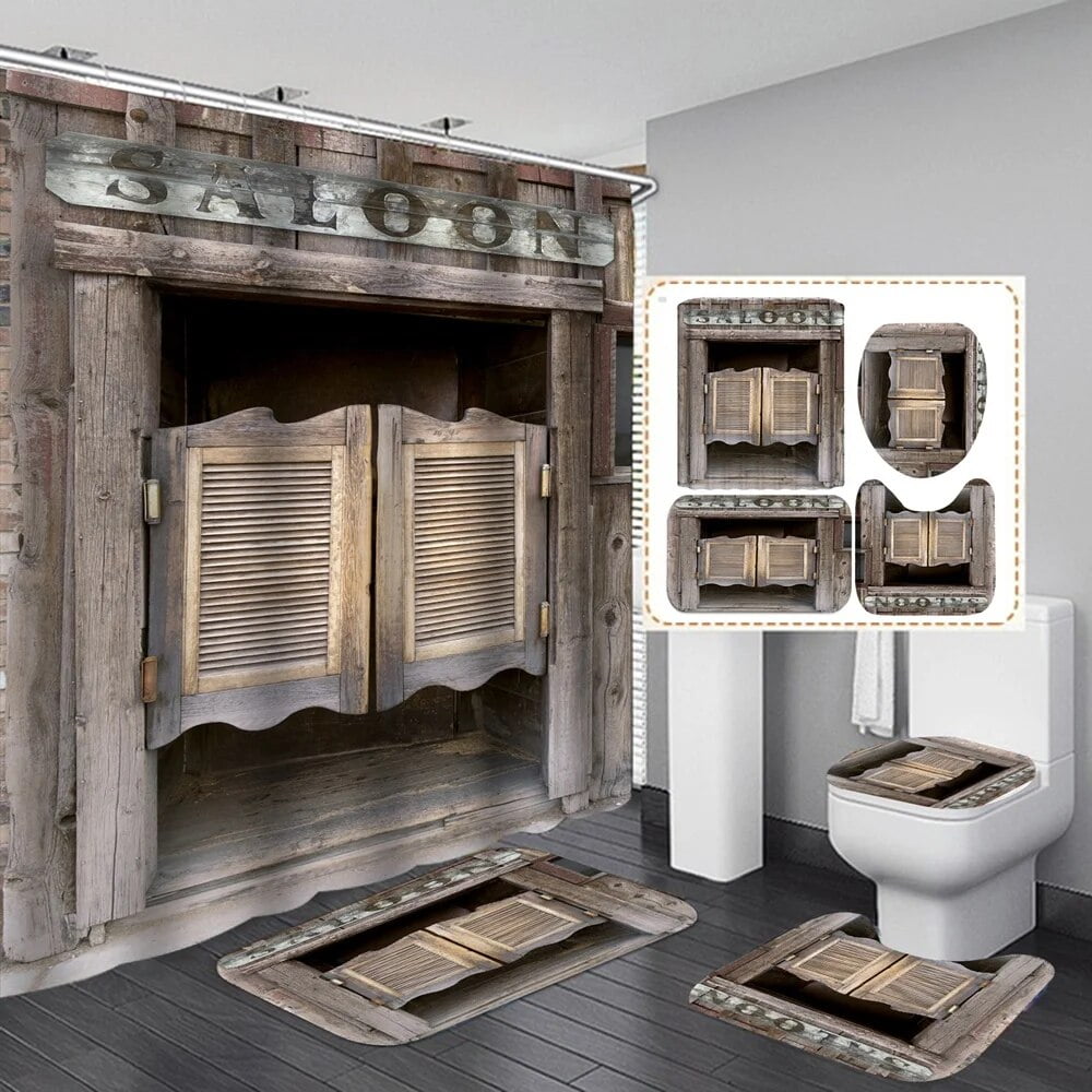 Western Rustic Shower Curtain Farmhouse Vintage Wooden Plank Country ...