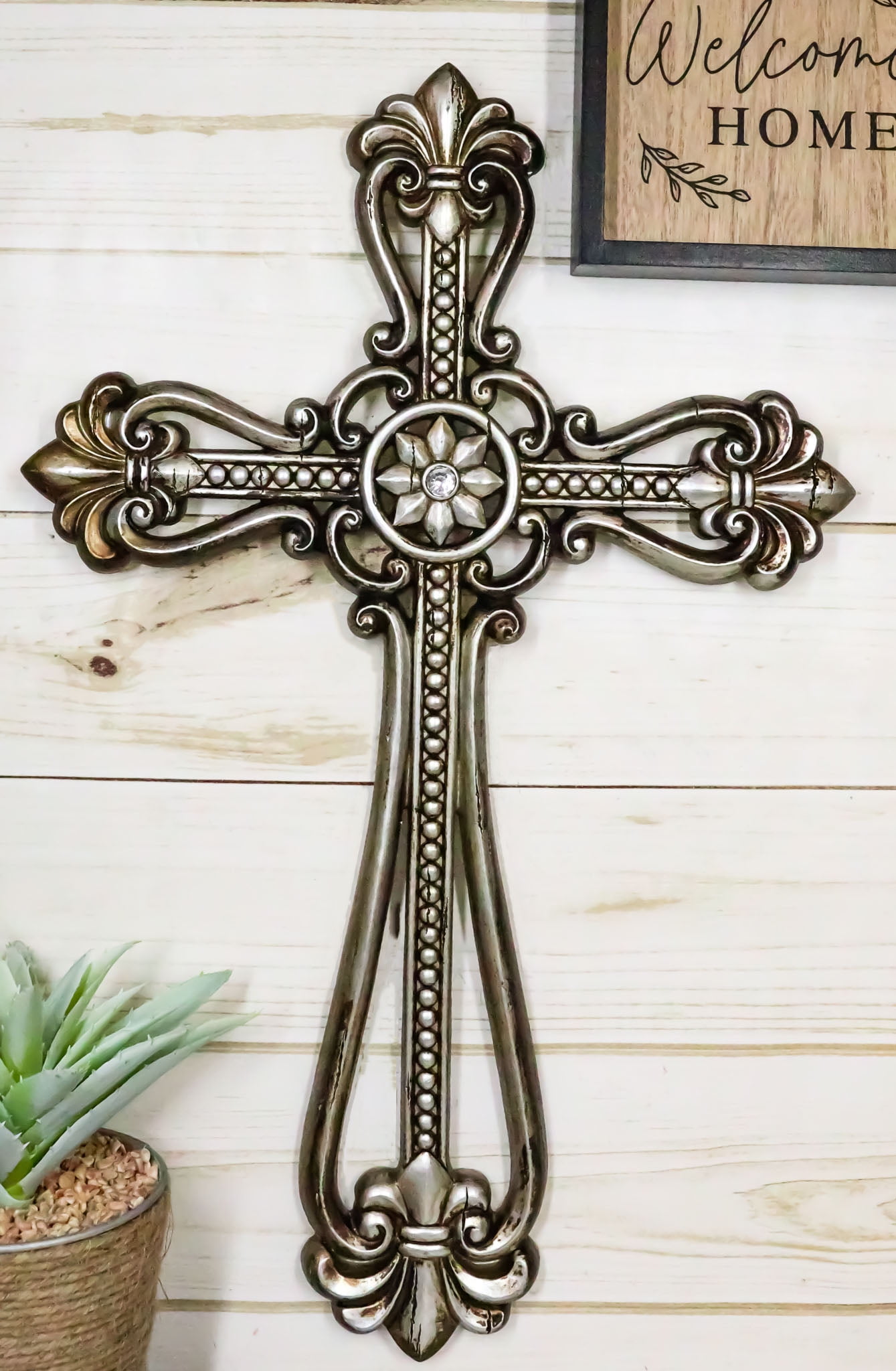 Western Rustic Silver Tuscany Scrollwork Fleur De Lis Decorative Wall ...