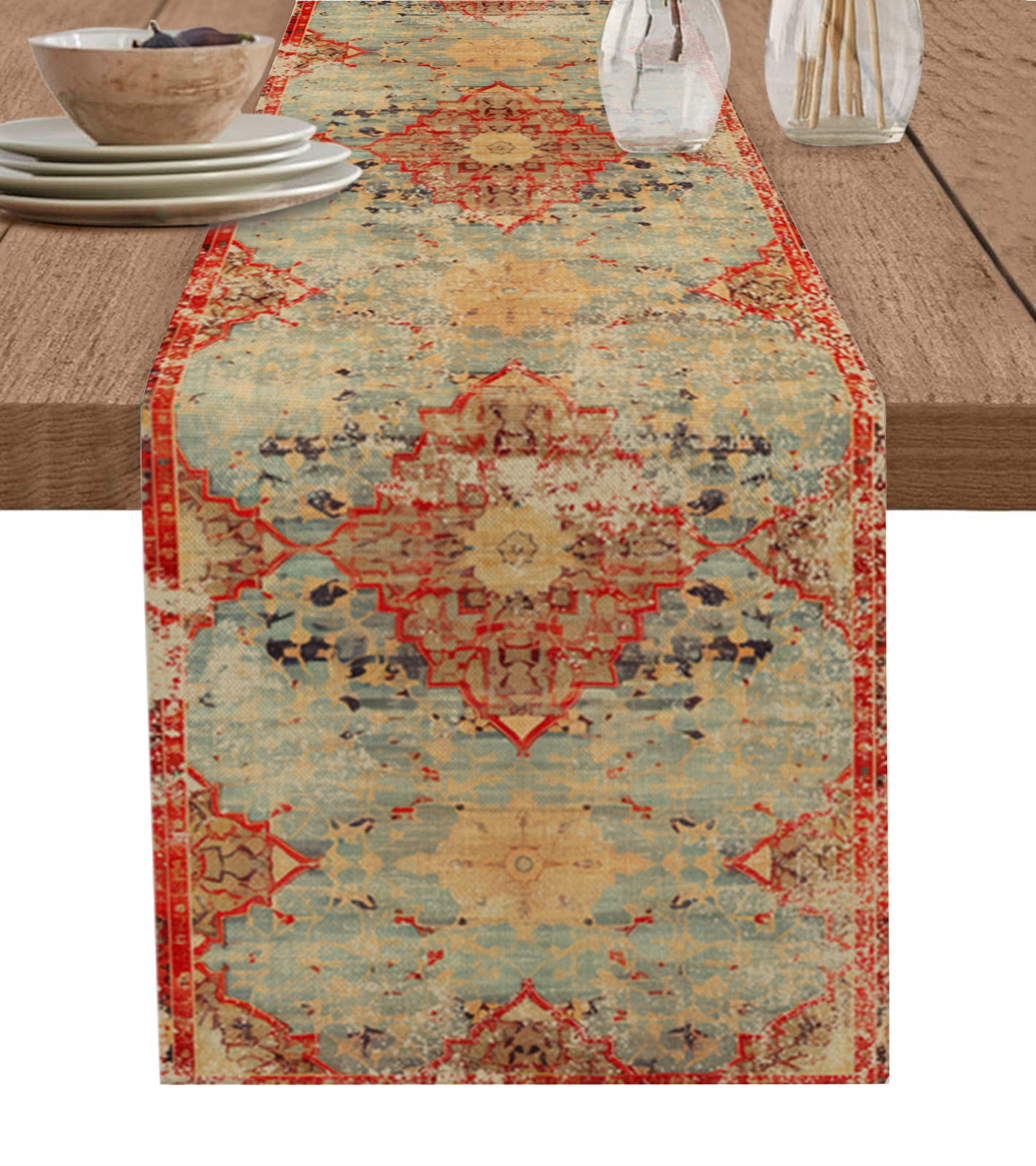 Western Rustic, Table Runner Vintage Shabby Chic Tribal Patterns Ethnic ...