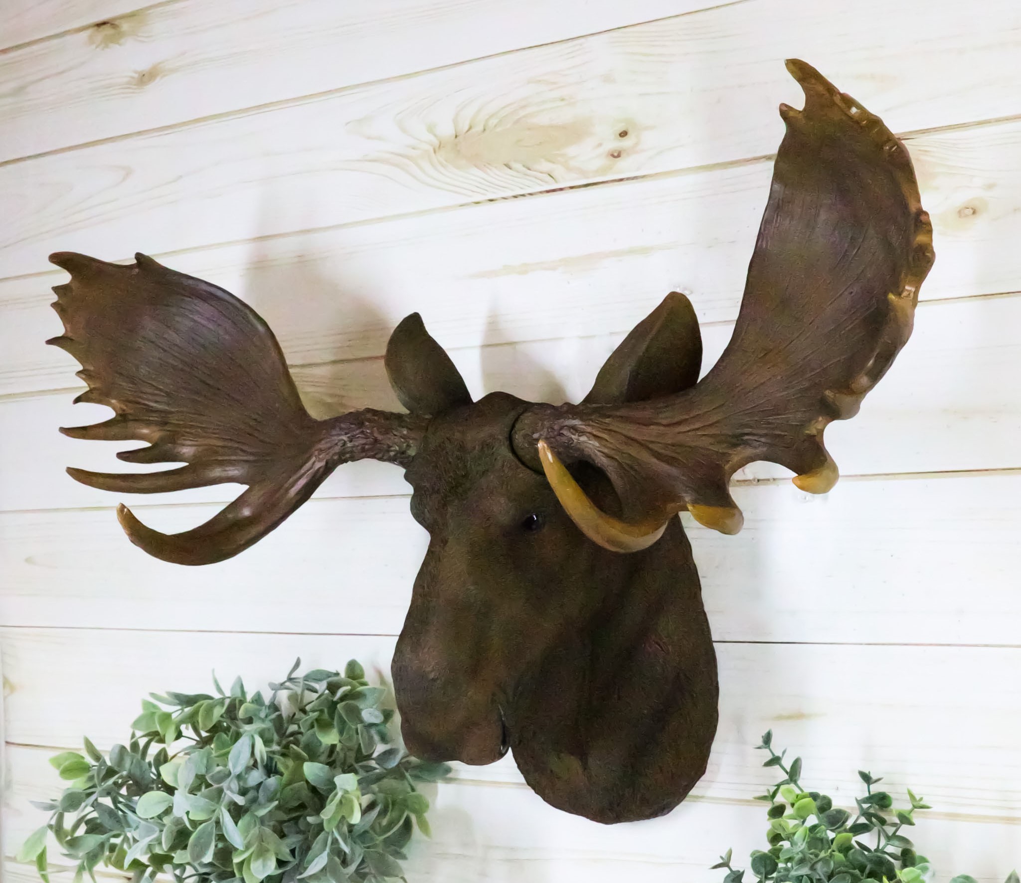 Western Rustic Wildlife Baron Bull Moose Elk Deer Taxidermy Wall Decor ...