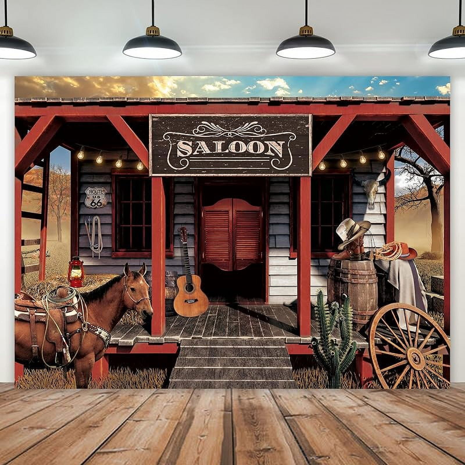 Western Saloon Cowboy Backdrop Country Vintage Bar Wild West Ranch ...