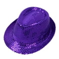 Western Sequin Fedora Hat Solid Color Dance Hat Retro Disco Cap Color ...