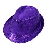 Western Sequin Fedora Hat Solid Color Dance Hat Retro Disco Cap Color ...
