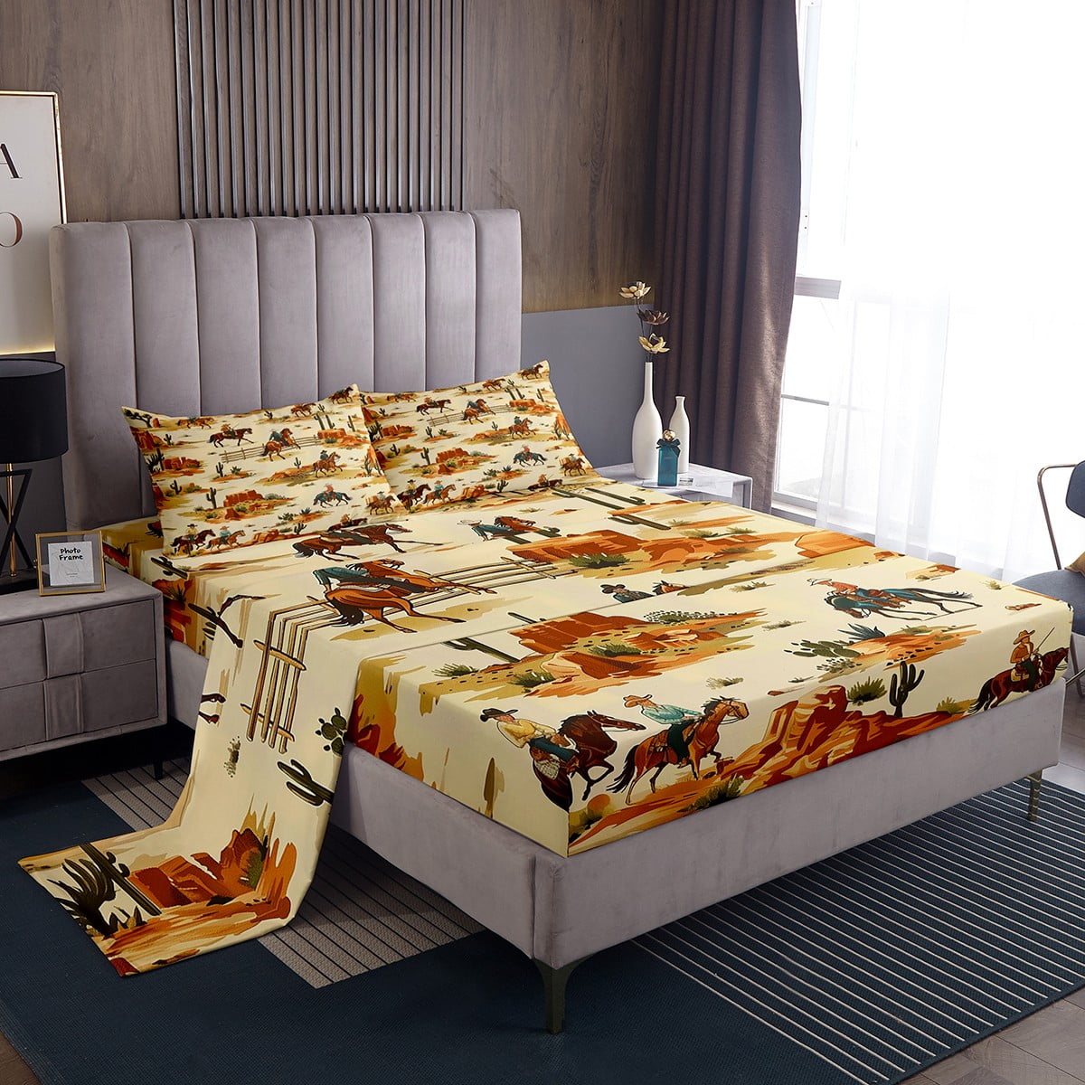 Western Sheet Set Full,Southwest Cowboy Bed Sheets Set,American West ...
