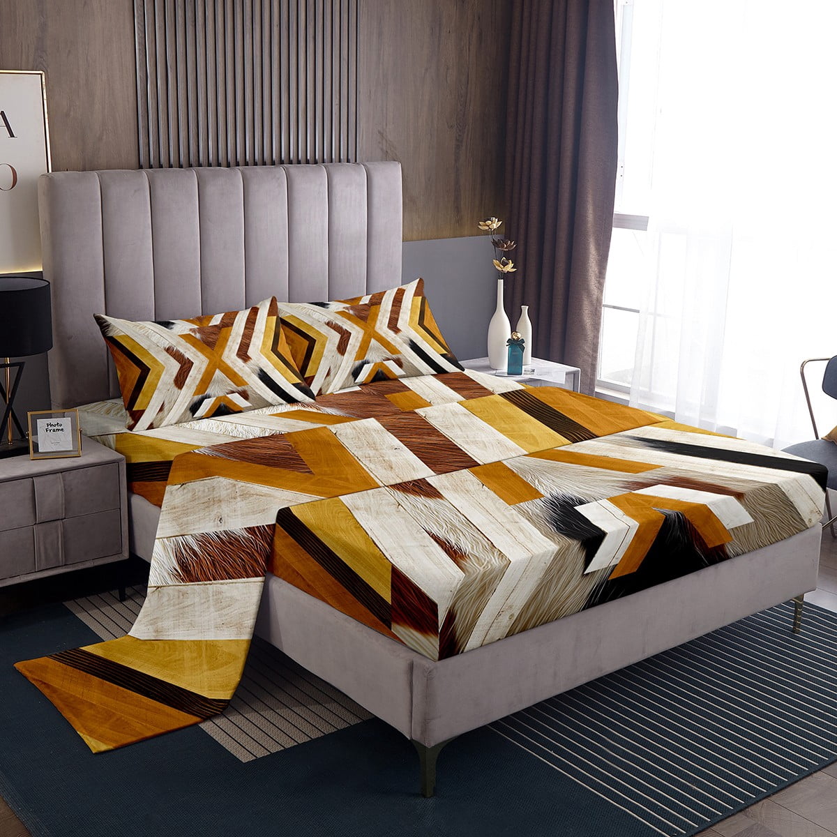 Western Sheet Sets Queen Brown Cowhide Bedding Sheets Southwestern ...