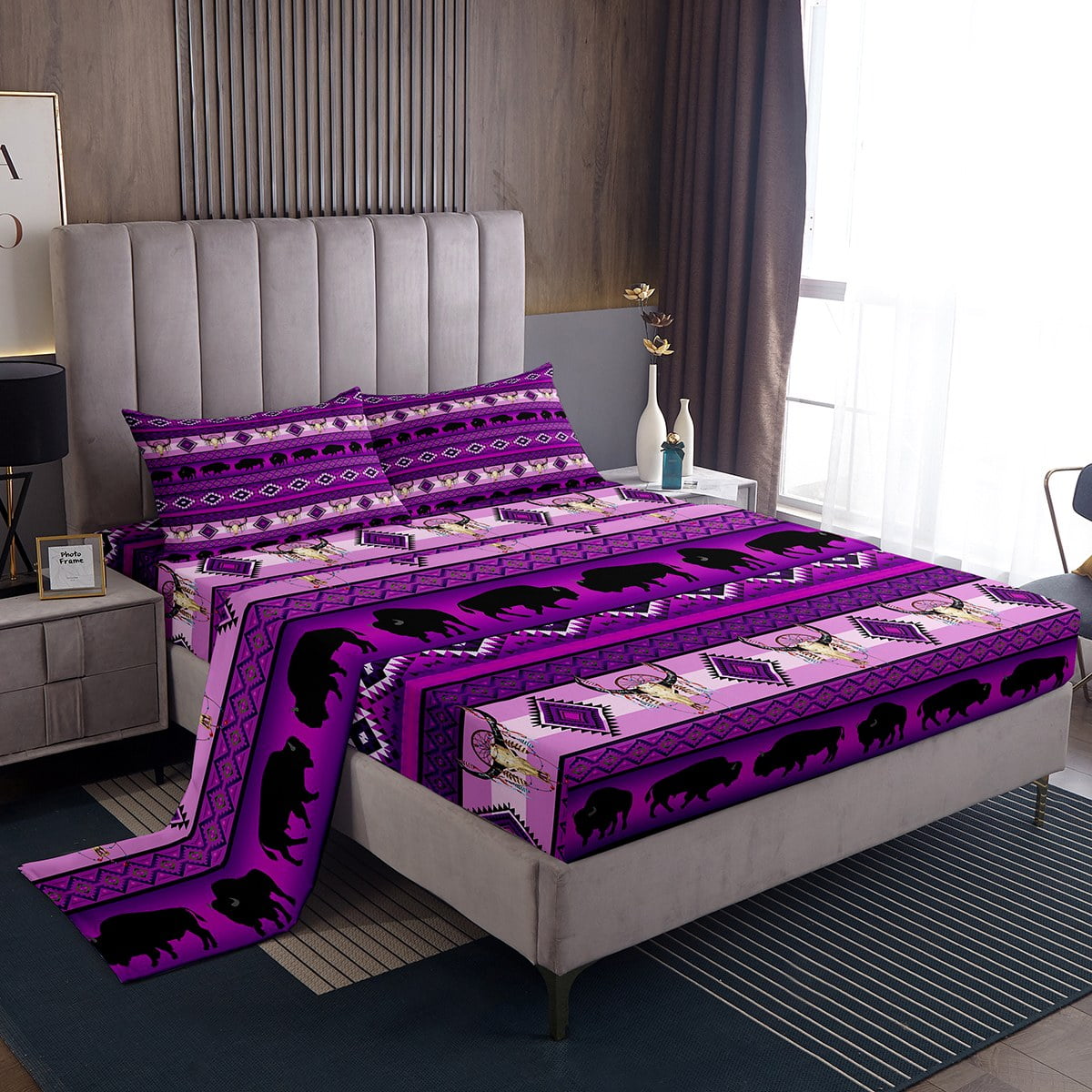 Western Sheet Set Twin,Gothic Bull Skull Bed Sheets Set Tribe Arrow ...