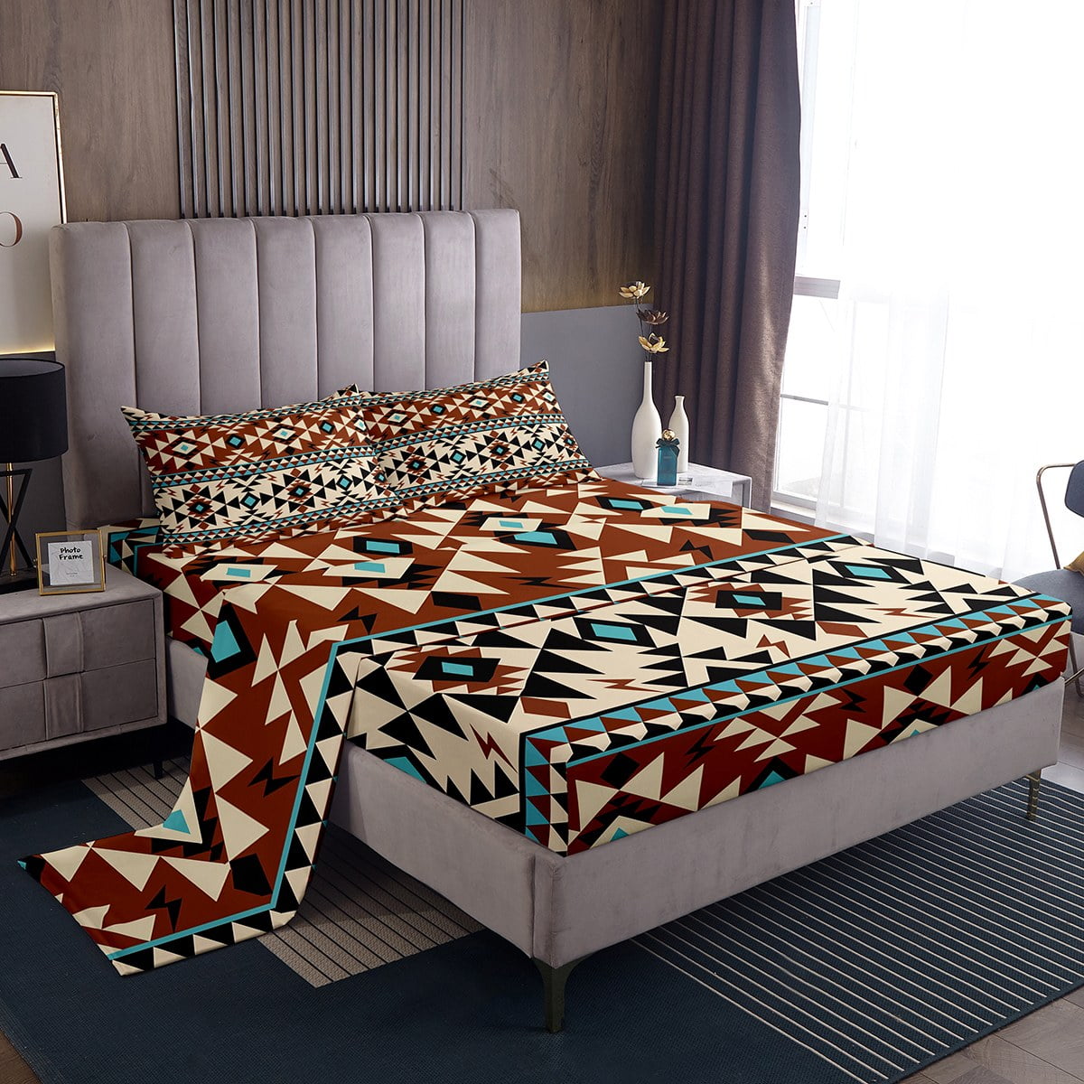 Western Sheet Set Twin Southwestern Aztec Bed Sheets Set,Geometric ...