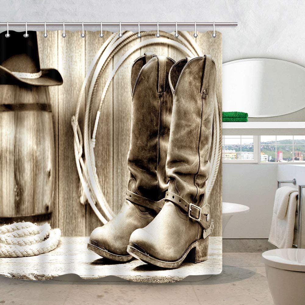 Western Shower Curtain, American Traditional Style Sports Team Cowboy ...