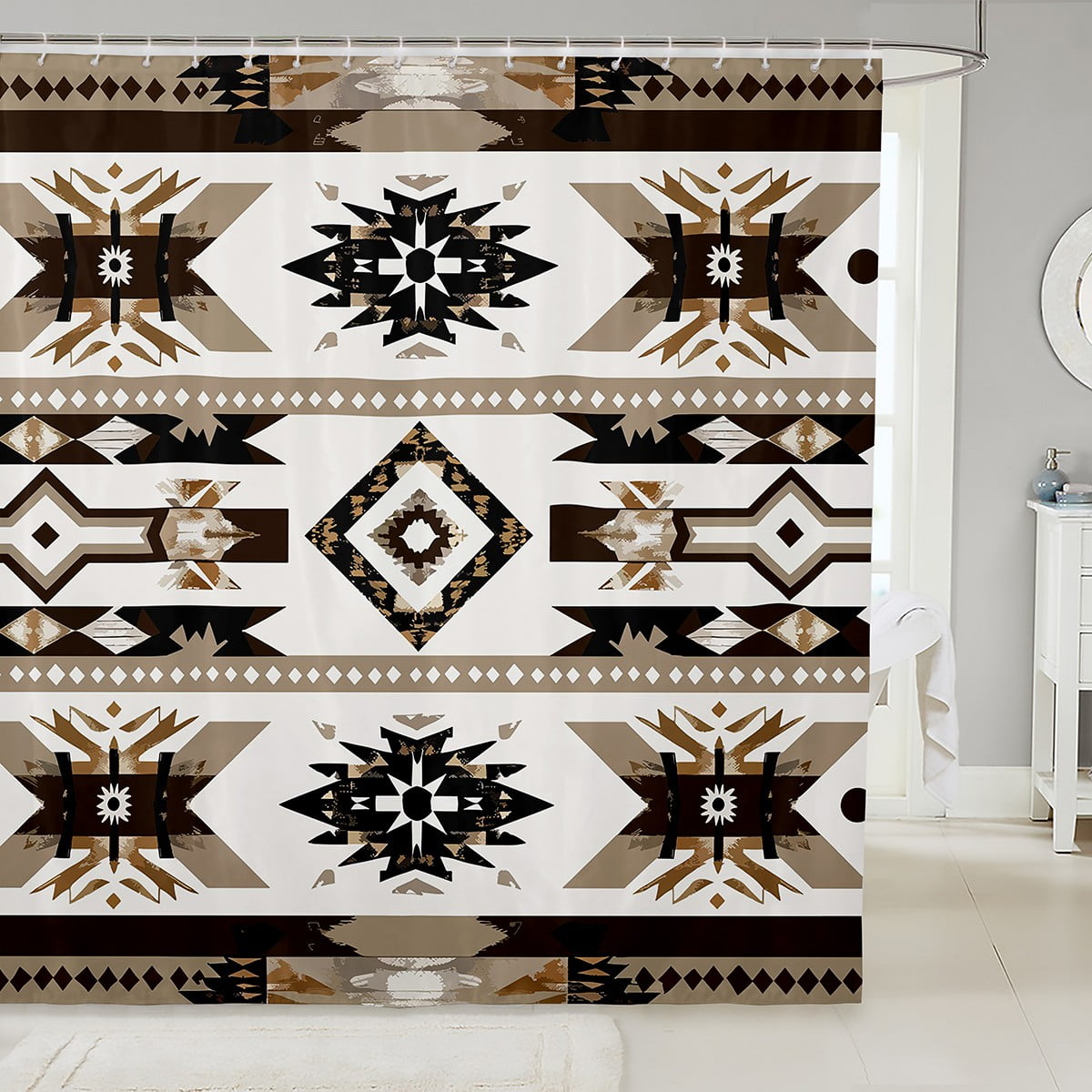 Western Shower Curtain Set Southwestern Geometric Aztec Bath Curtain 72 ...