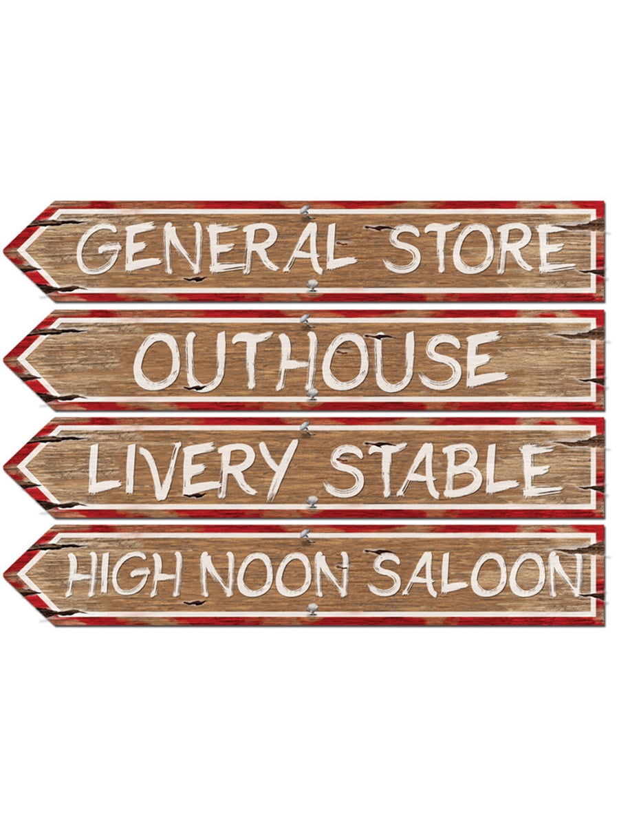 Old Western Street Signs Wall Cut Outs Poster Figurine Prop Set ...