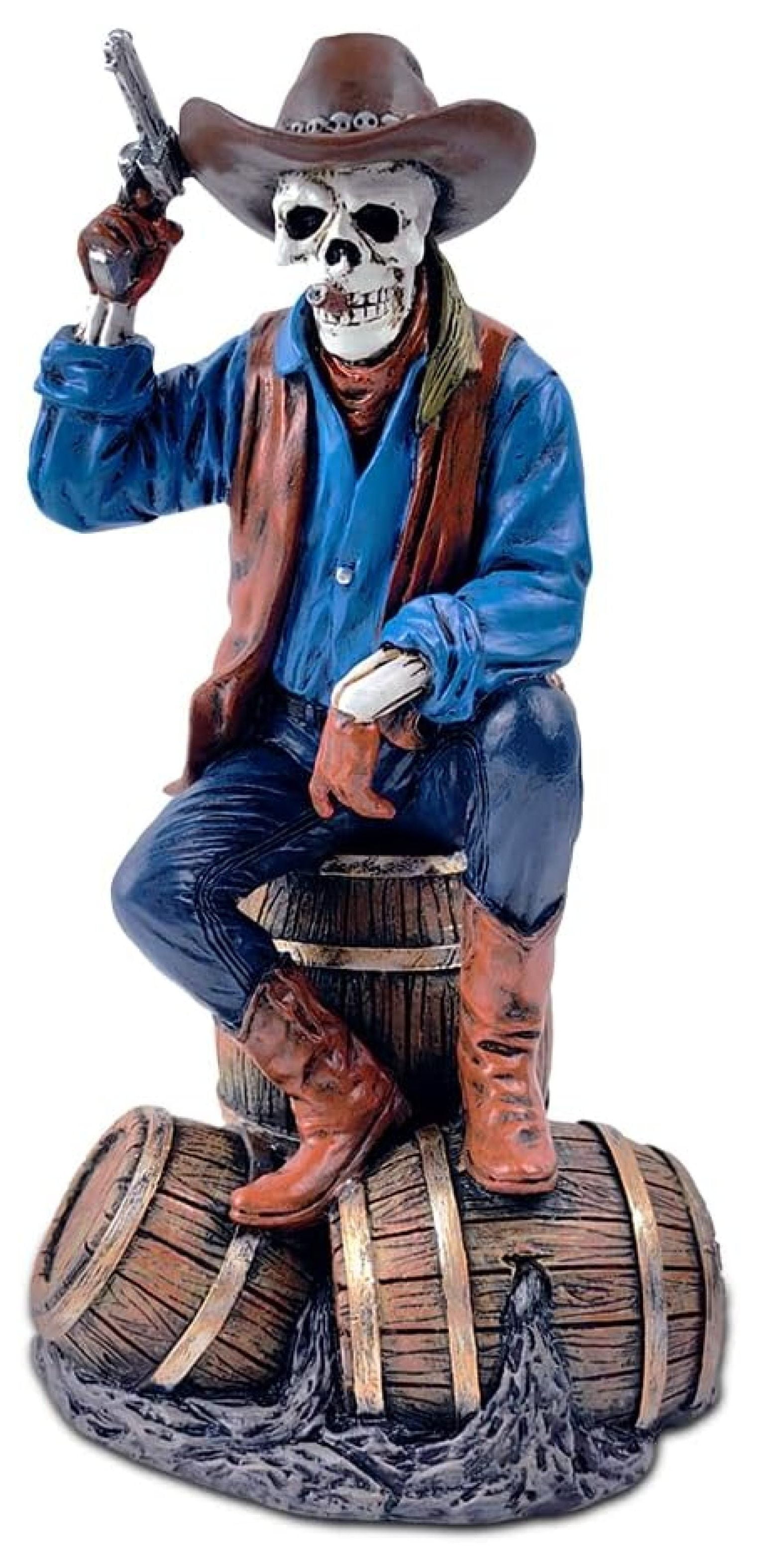 Western Skeleton Gunslinger Statue Figurine, 10" Gothic Wild West Home ...