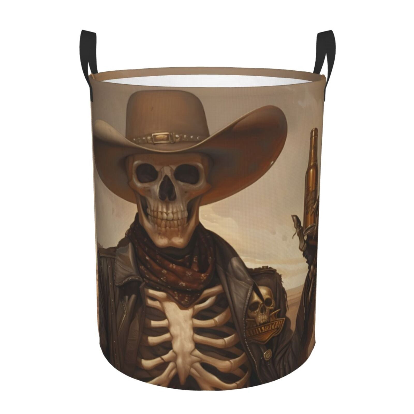 Western Skull Cowboy Laundry Basket with Handles - Freestanding Laundry ...
