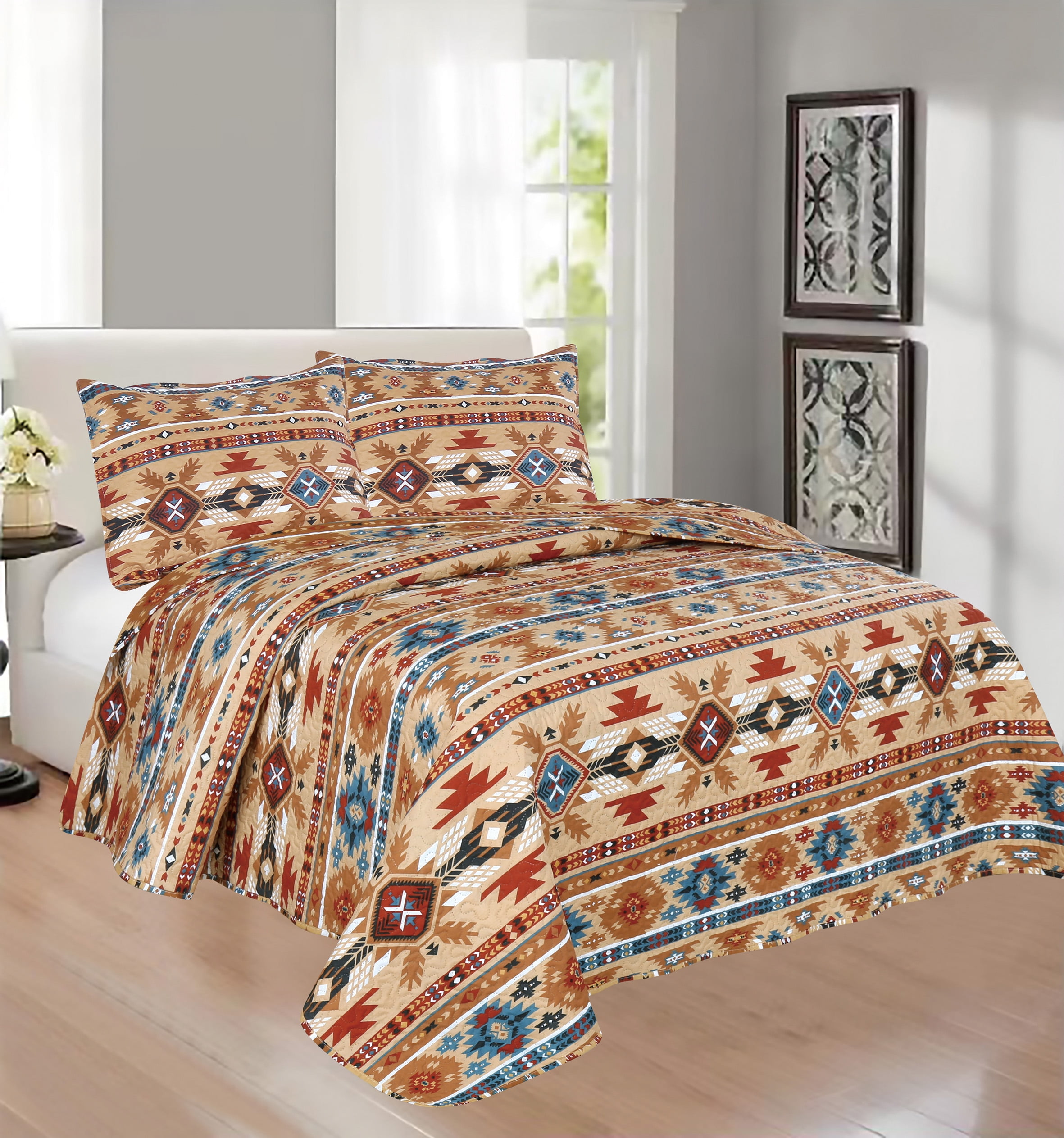 Western Southwestern Native American Tribal Navajo Design Bedspread ...