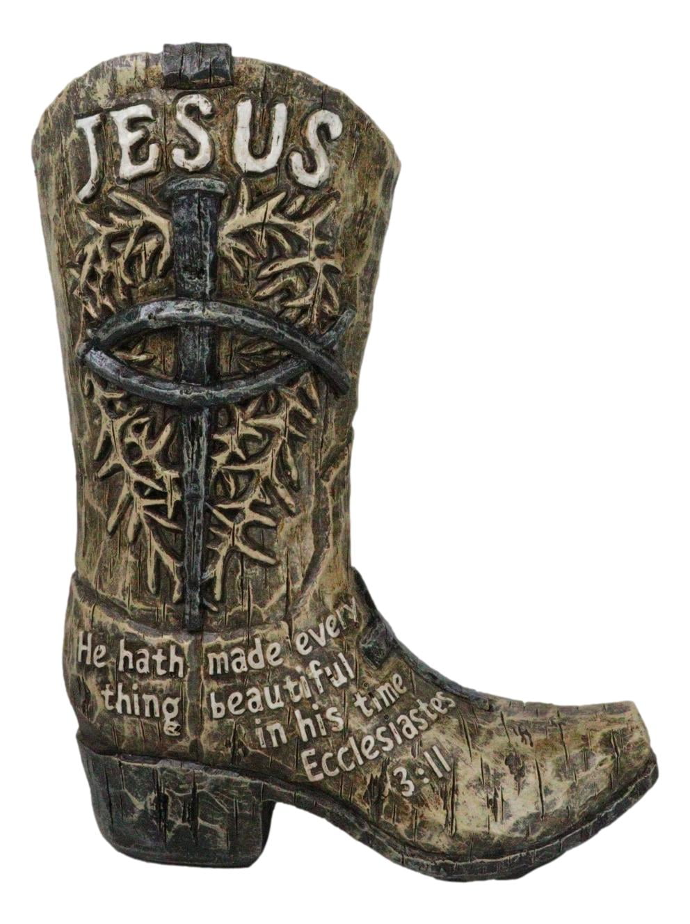 Western Spike Nail Ichthys Fish Crown Of Thorns Jesus Cowboy Boot Vase ...