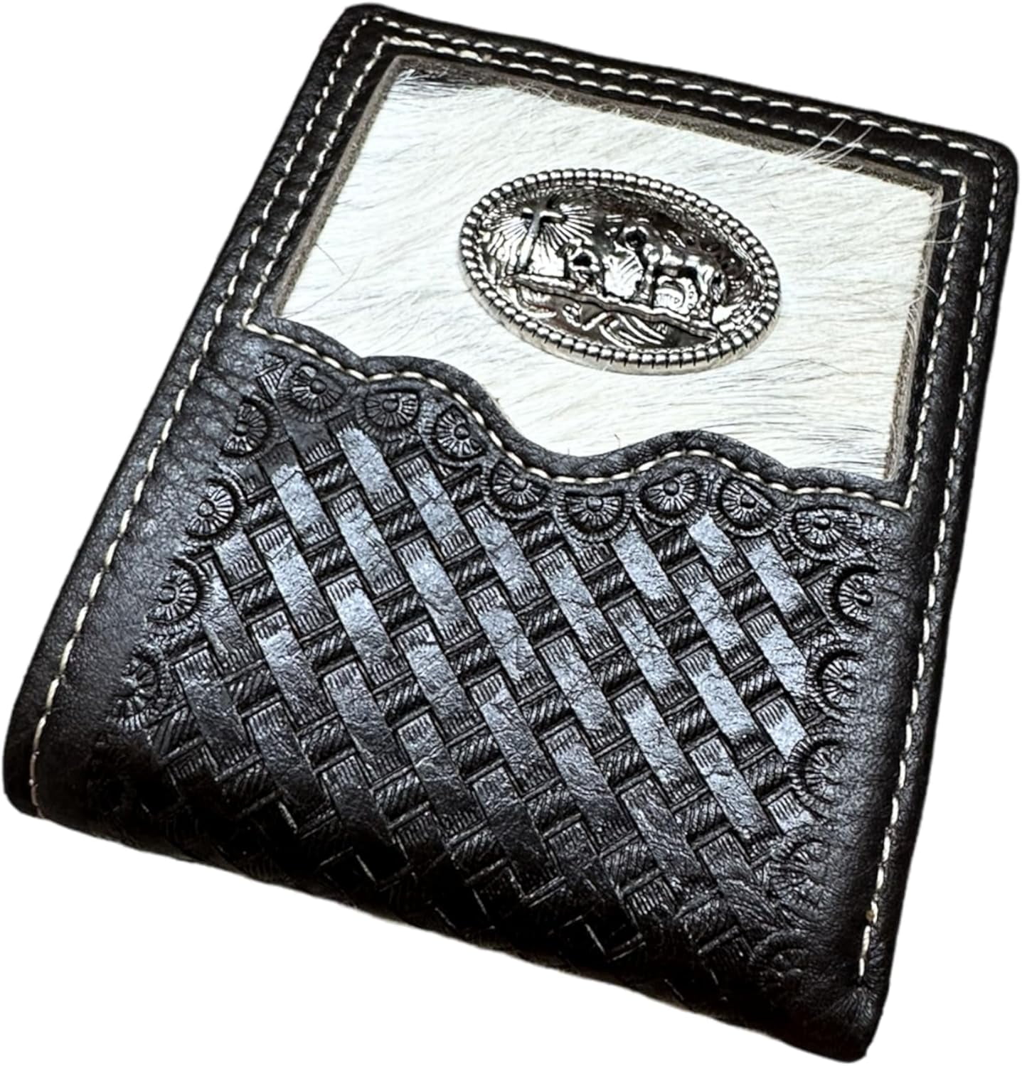 Western Stakes Mens Cow Hair Cowboy Cowboy Praying At Cross Basketweave ...